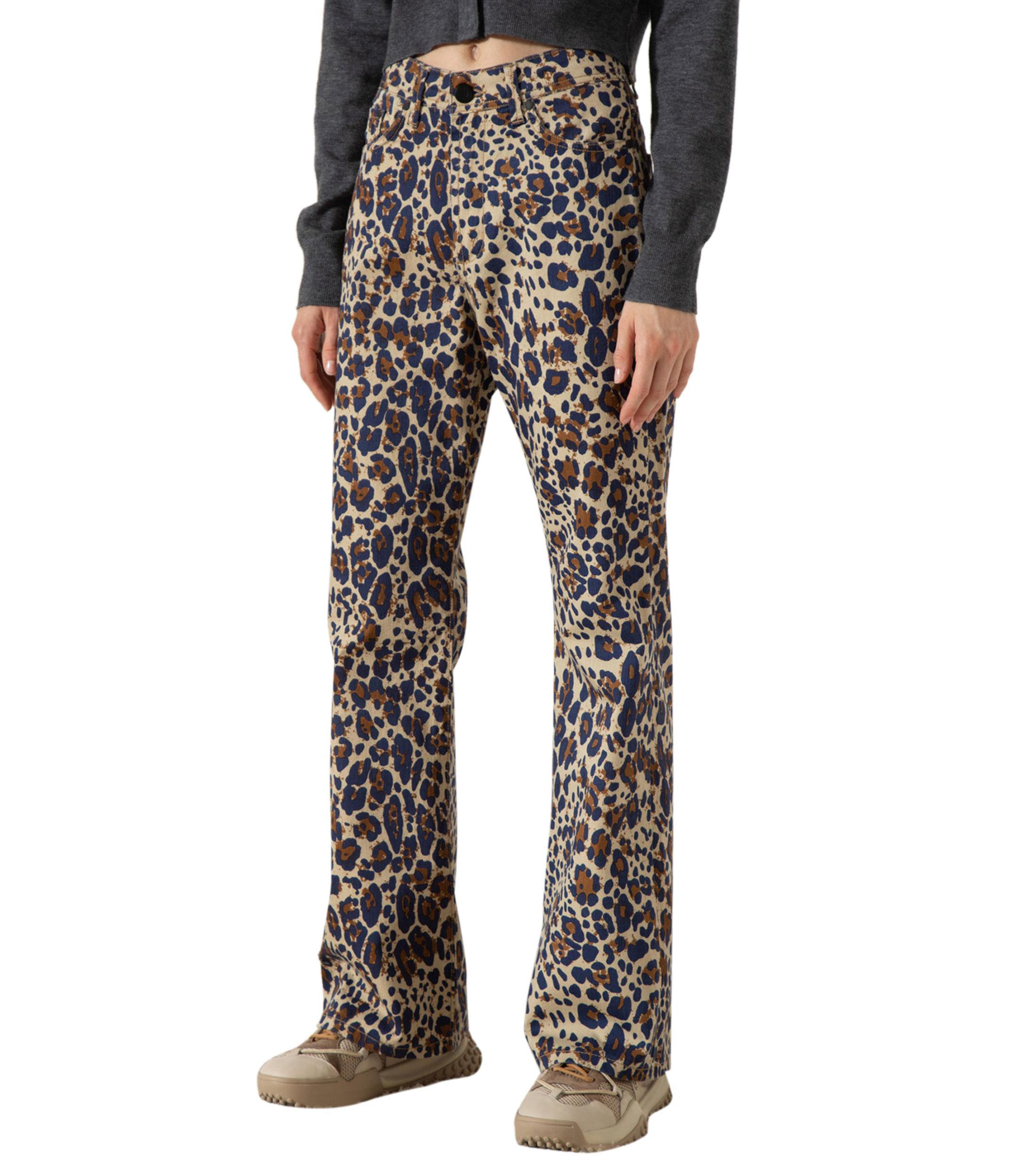 Jazmin Chebar: Jeans semi-oxford de tiro alto animal print Mujer | El ...
