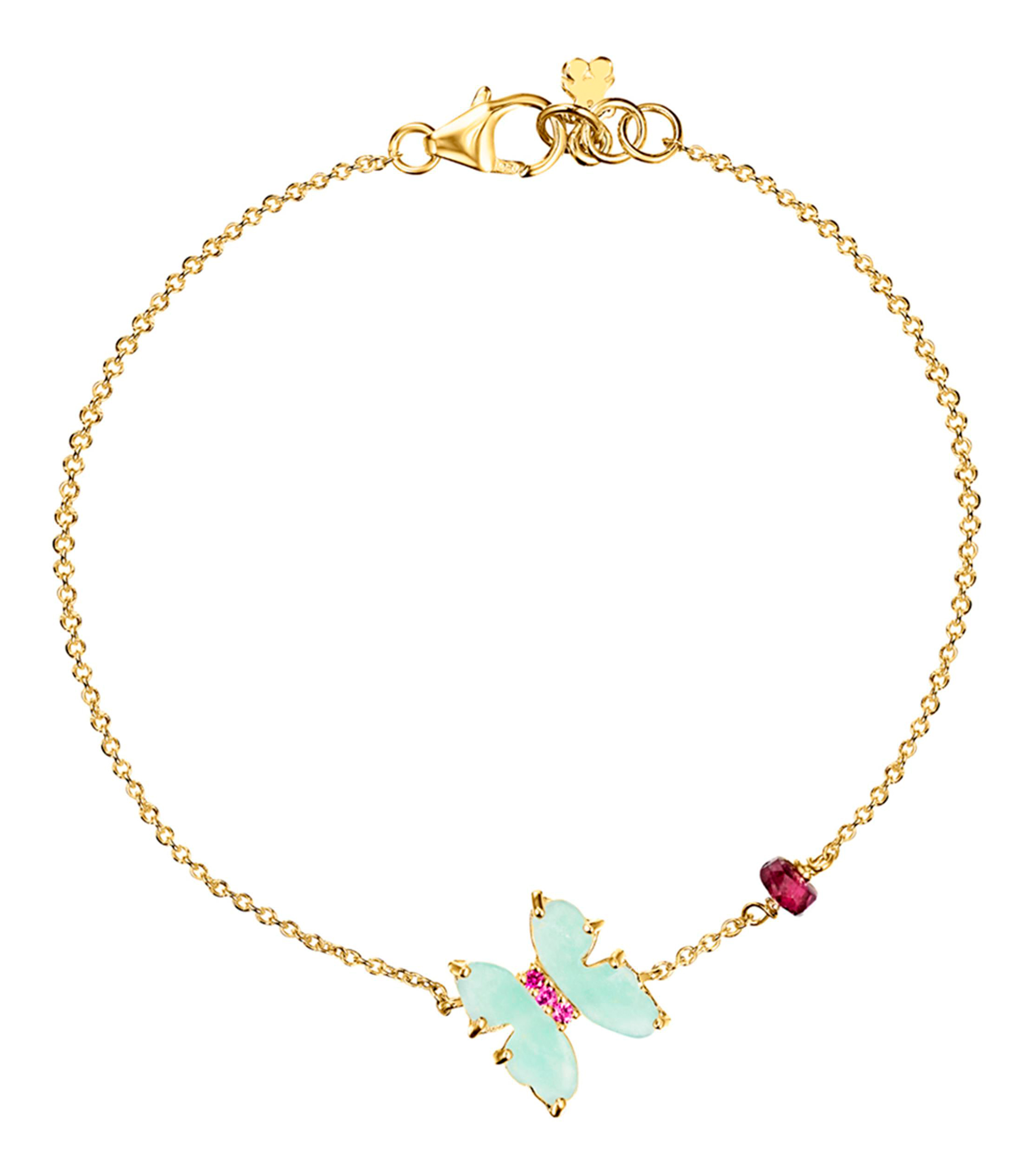 Tous Pulsera en oro amarillo 18 Kilates con amazonita y rubí Mujer - El ...