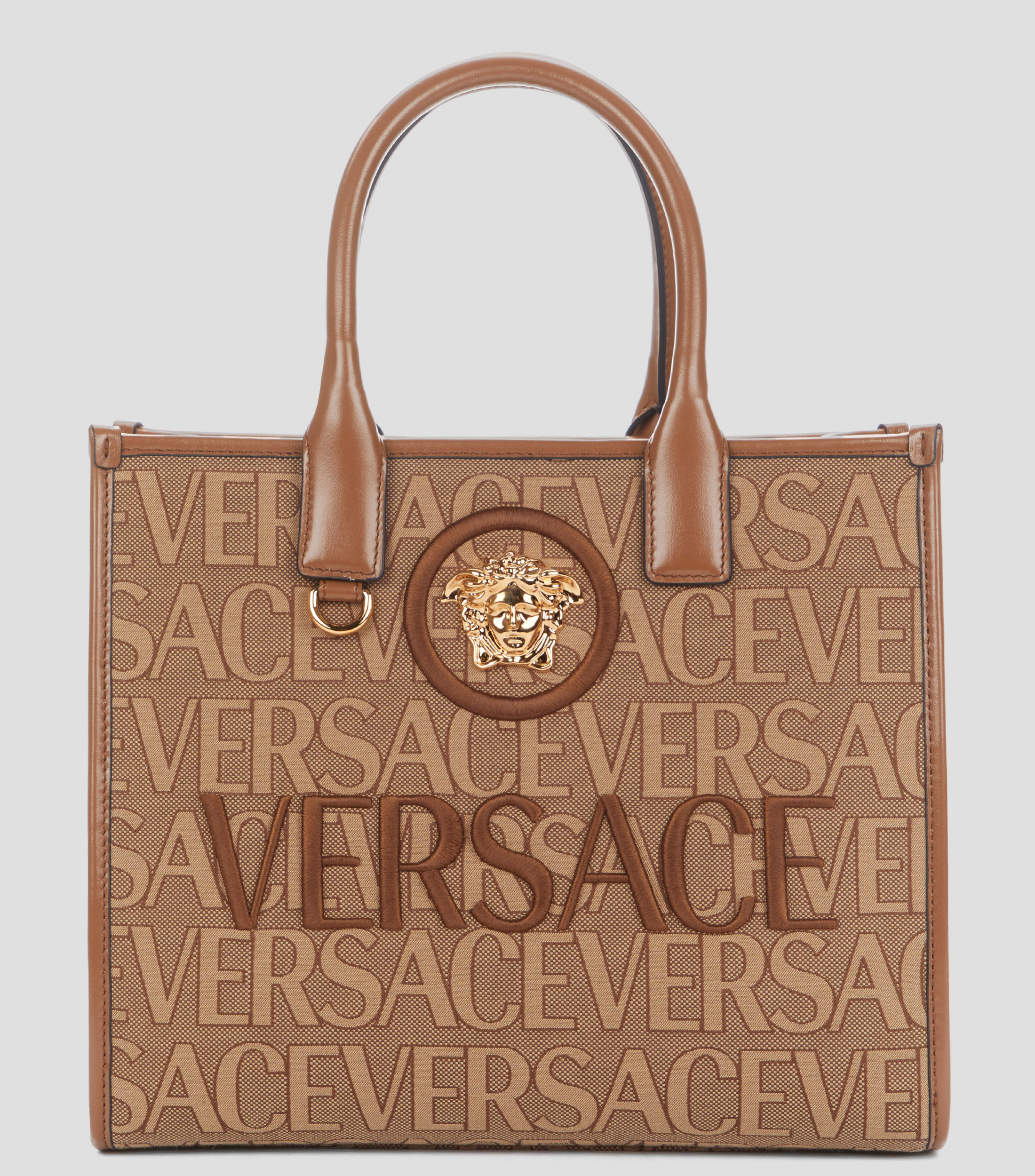 Versace: Bolso tote en textil con monogram y Medusa Mujer | El Palacio ...