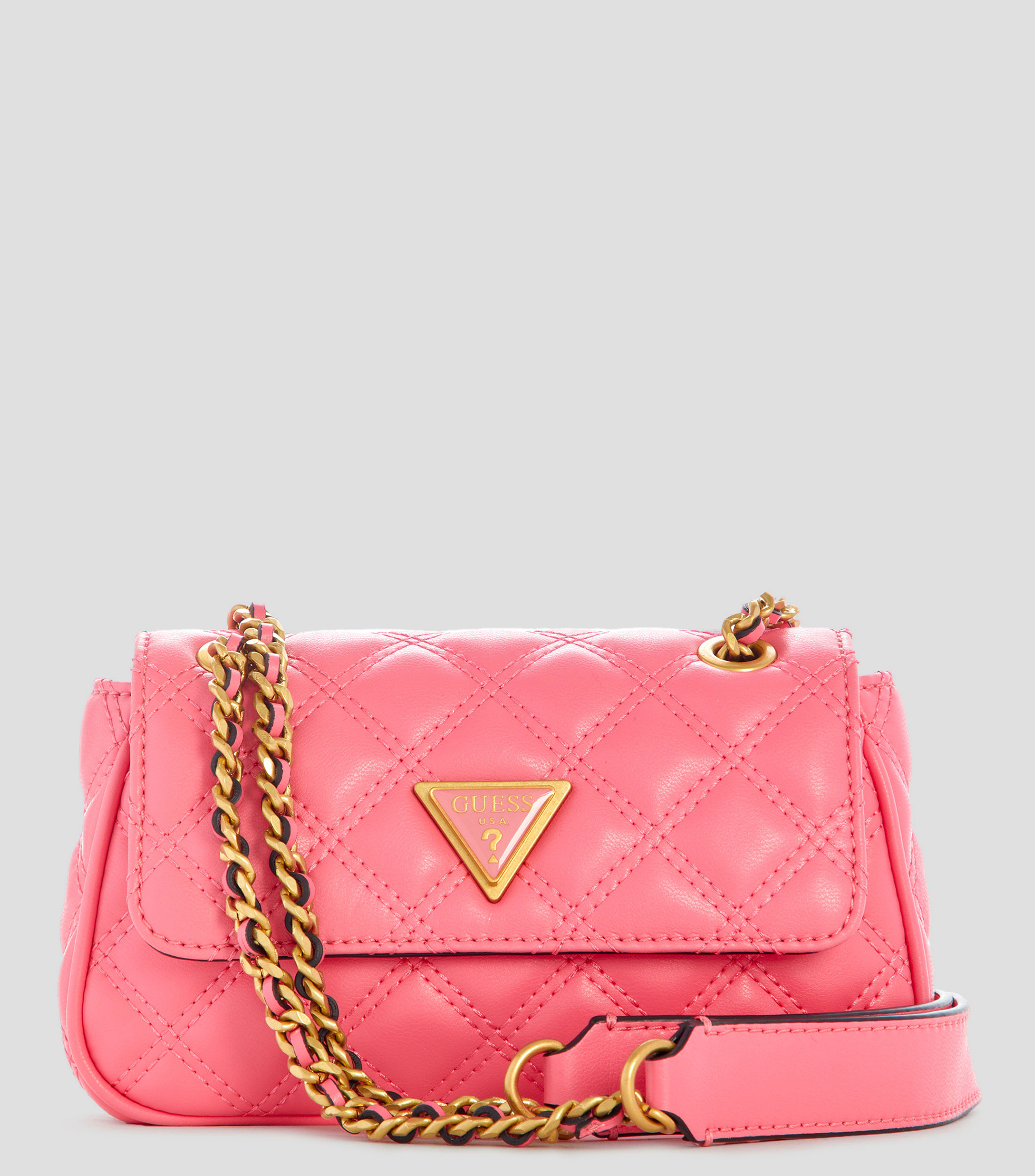 Guess: Bolso Crossbody rosa Giully capitonado Mujer | El Palacio de Hierro