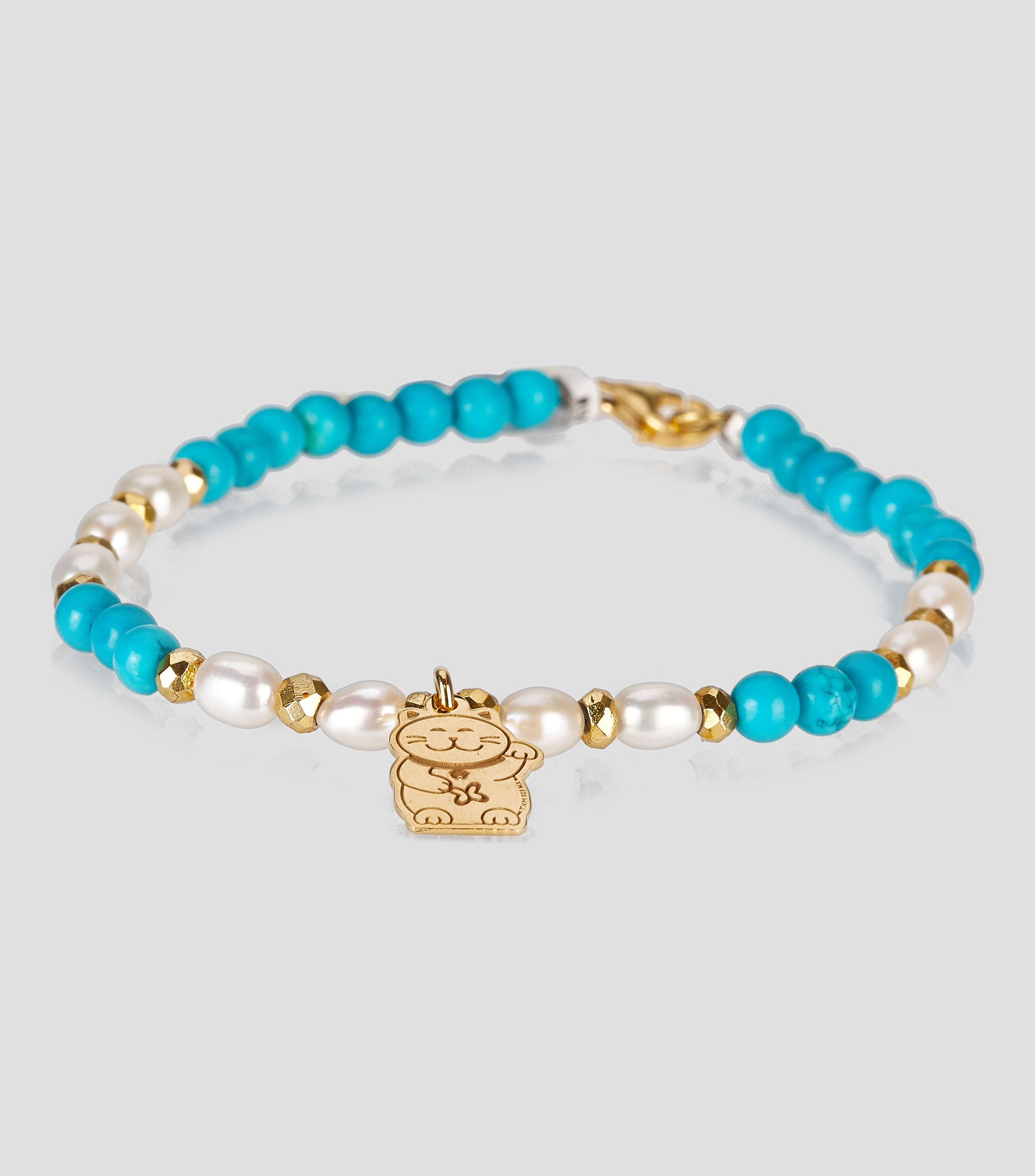 Tanya Moss Pulsera de turquesa con gato chapado Mujer - El Palacio de ...