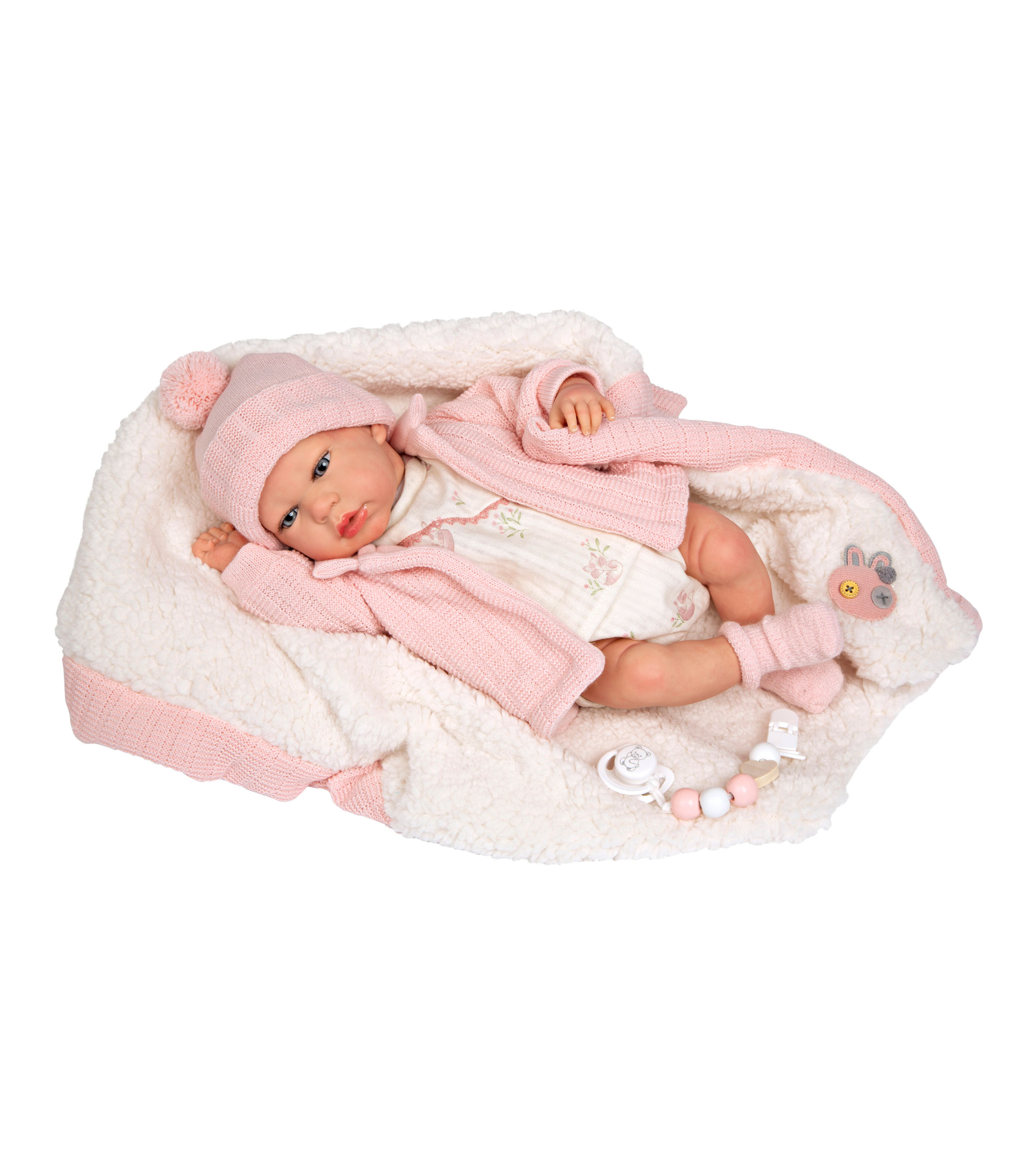 Arias: Muñeca, Reborn de 40 cm Marta rosa con manta | El Palacio de Hierro