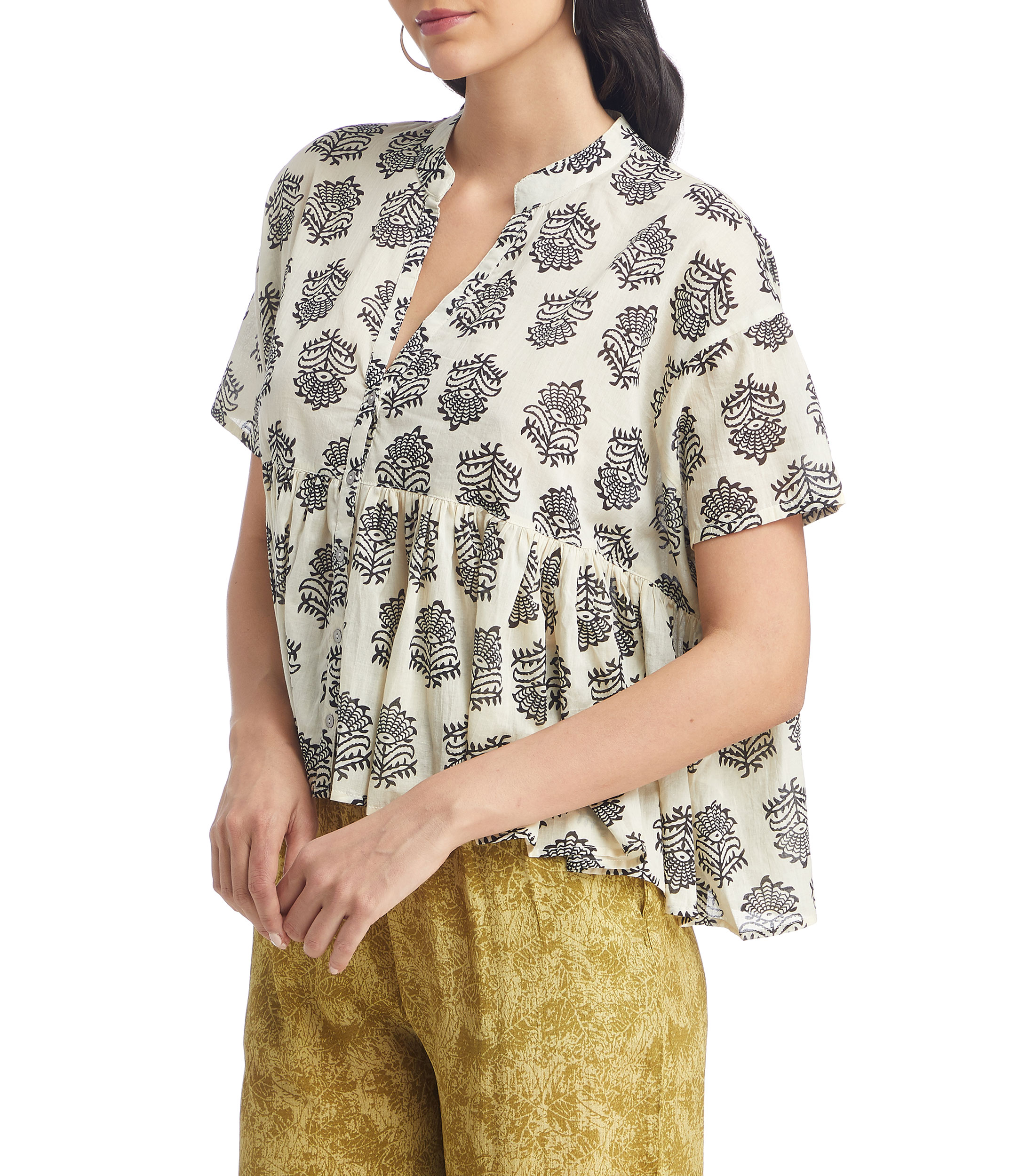 Rapsodia: Blusa floreada manga corta Mujer | El Palacio de Hierro