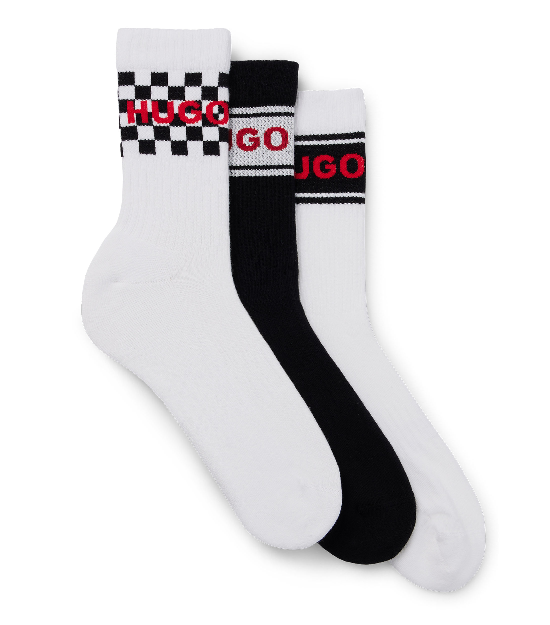 Hugo: Paquete de tres pares de calcetines cortos de algodón con logo ...