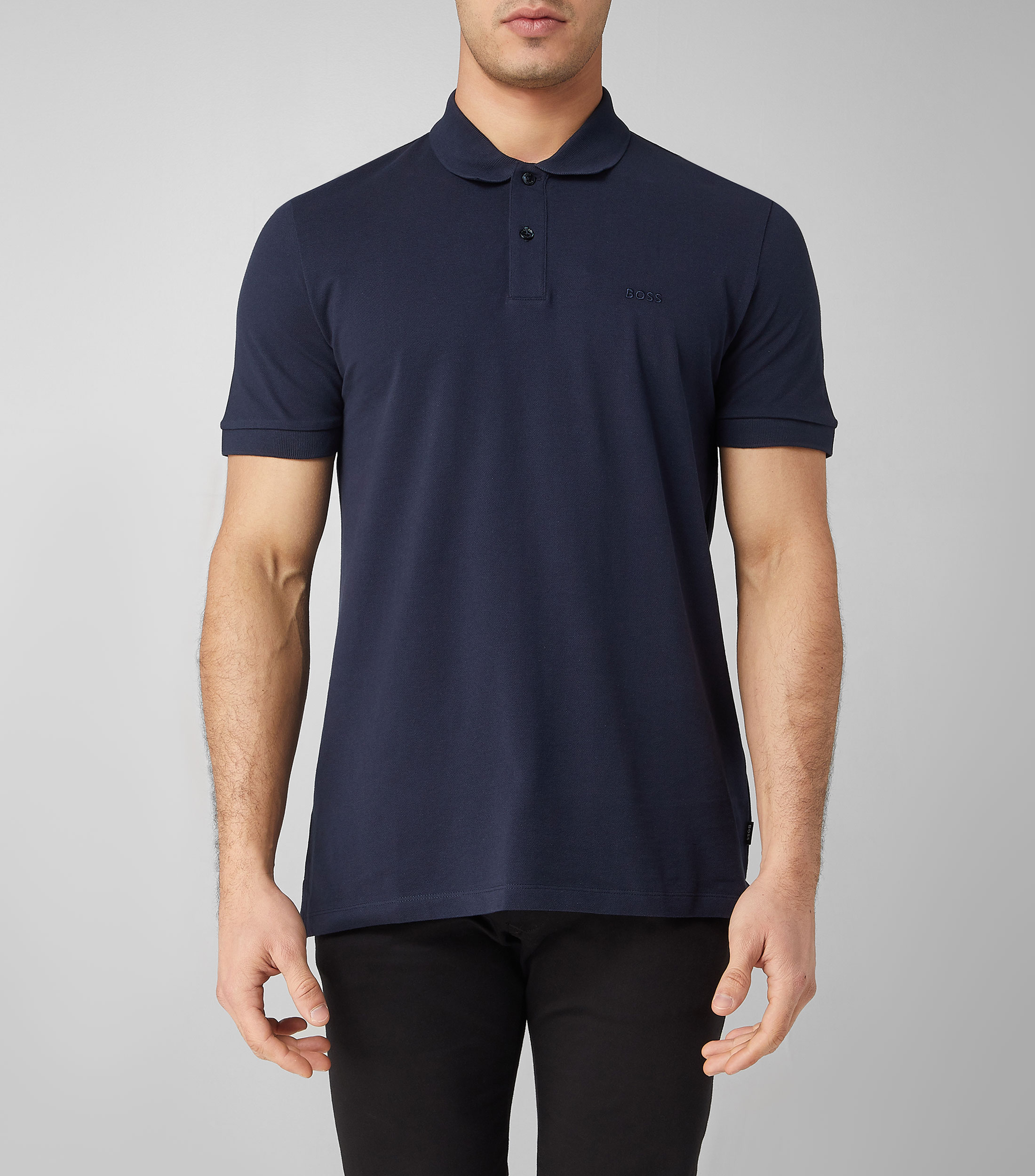 Boss: Playera Polo Boss azul oscuro con logo bordado Hombre | El ...