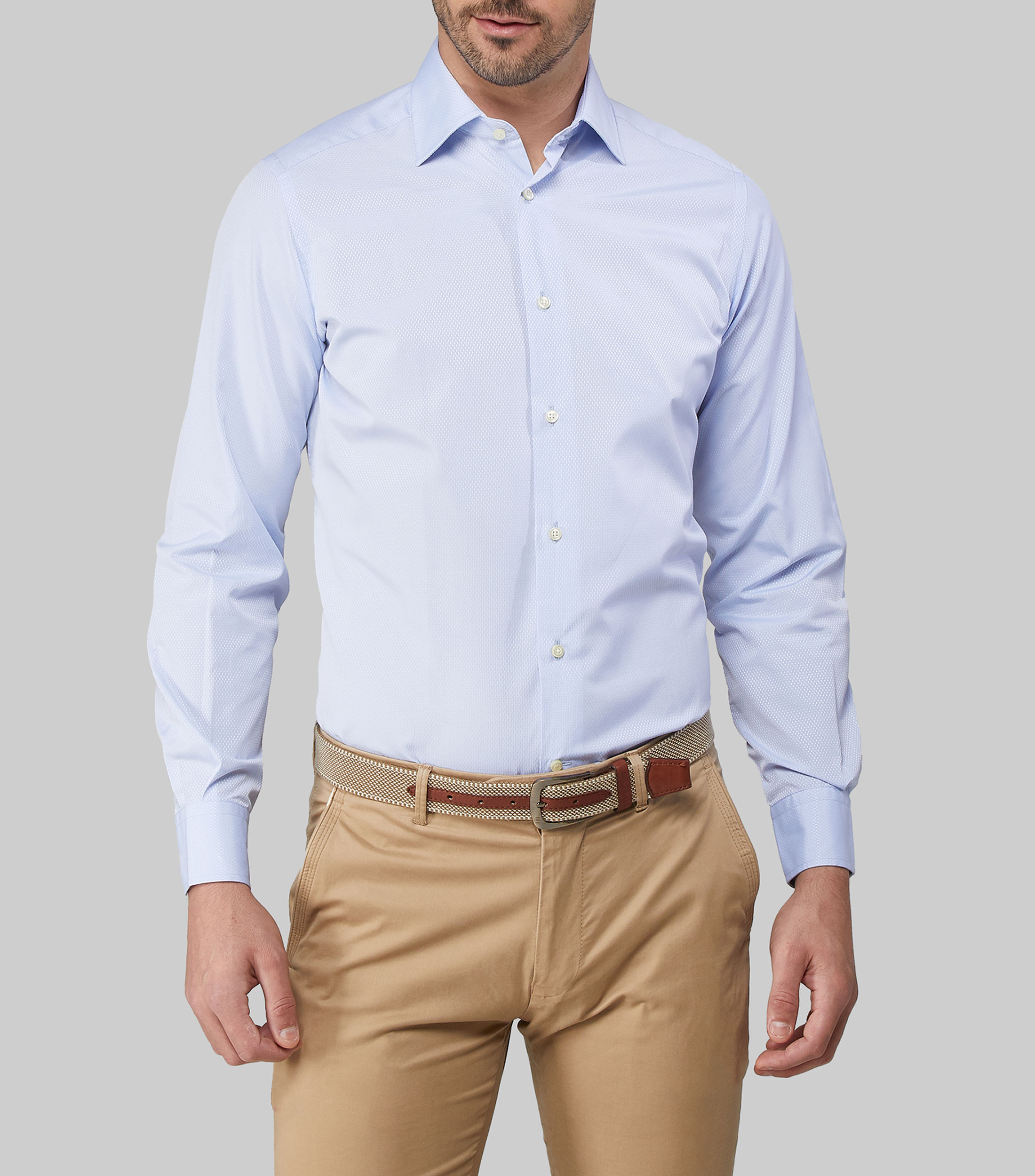 Pol Cotton Camisa de vestir estructurada de manga larga Hombre - El ...