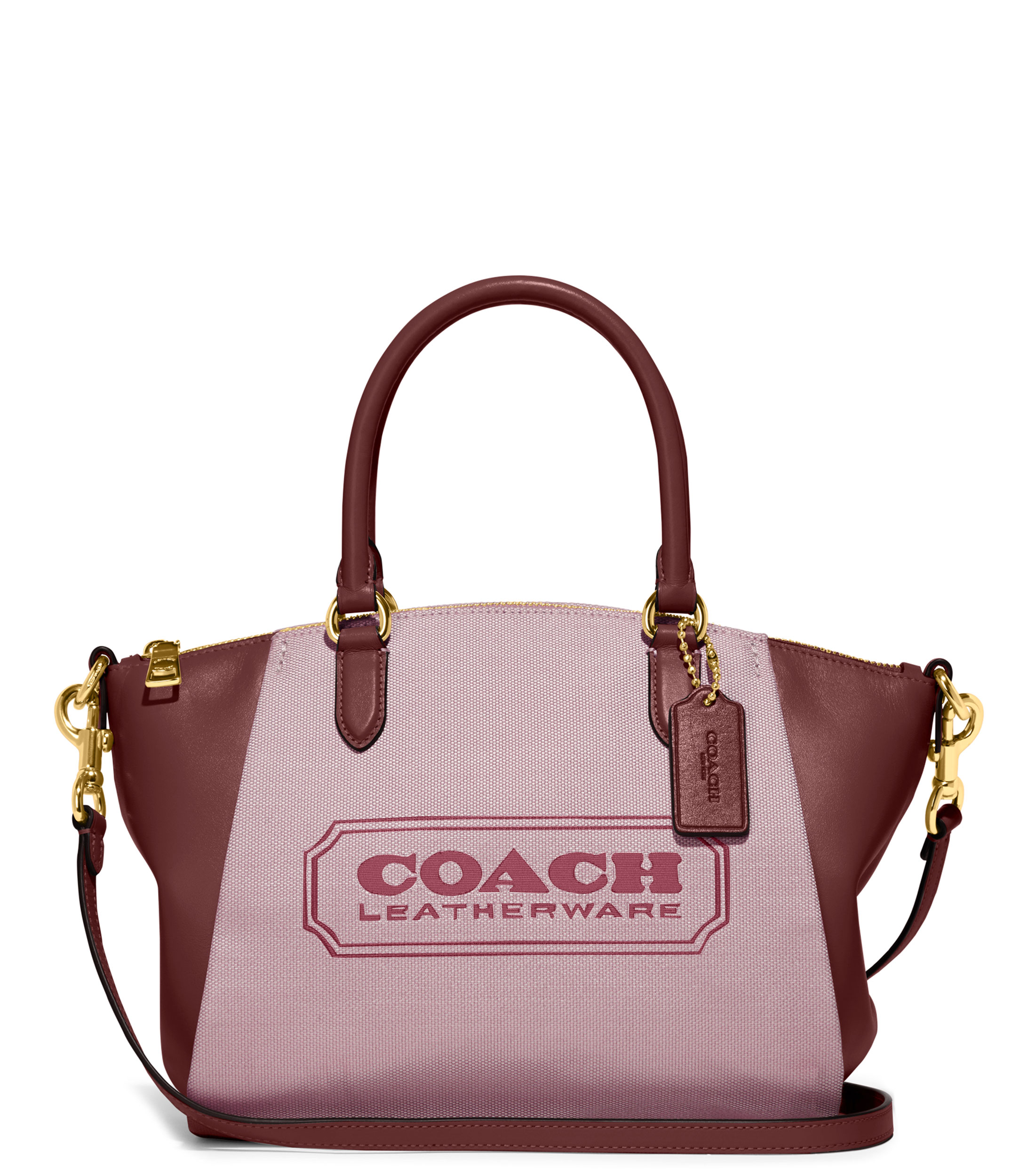 COACH: Bolso satchel bicolor Jacquard Elise con logotipo Mujer | El ...