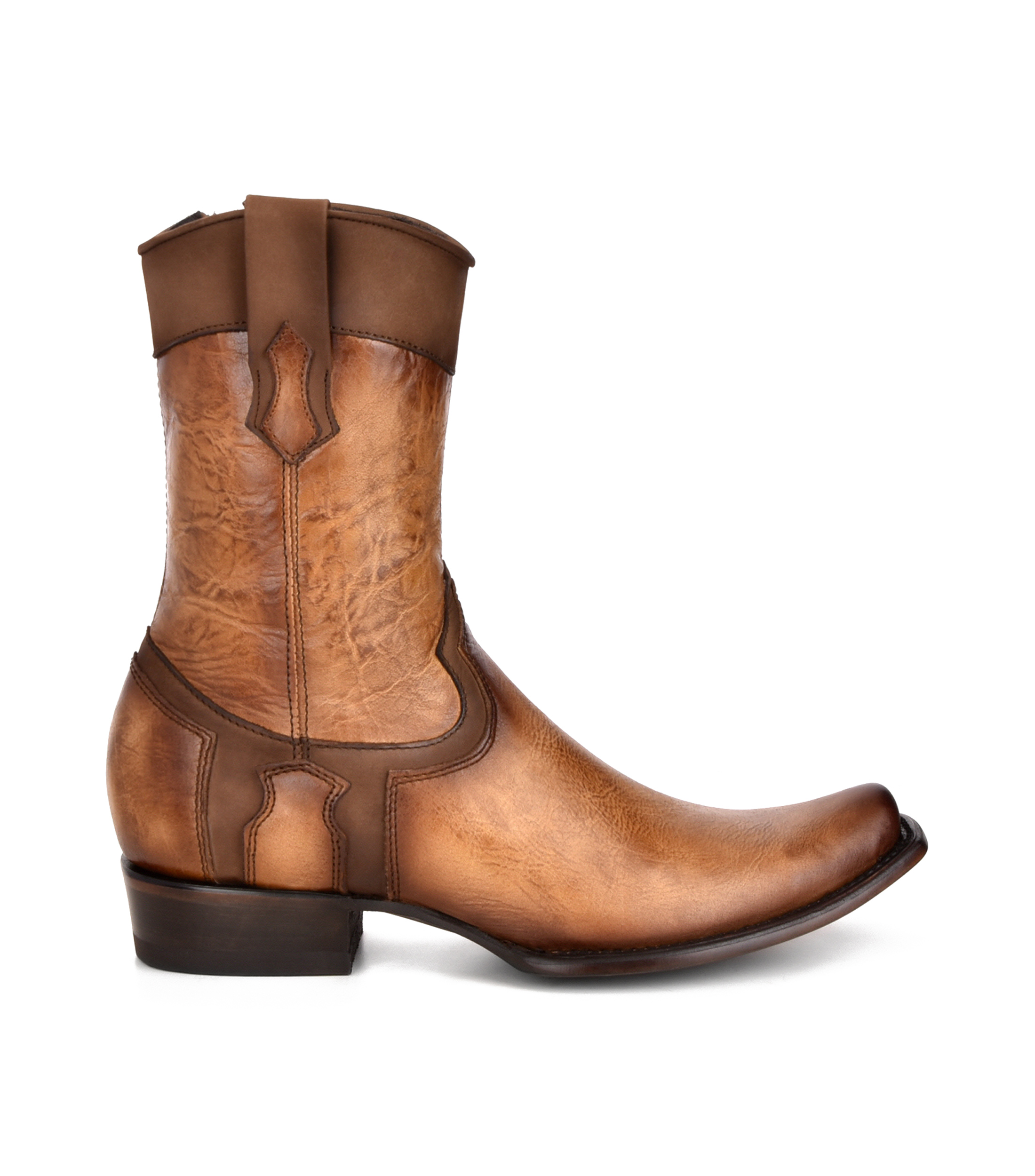 Cuadra: Botas vaqueras medias color café claro en piel Hombre | El ...