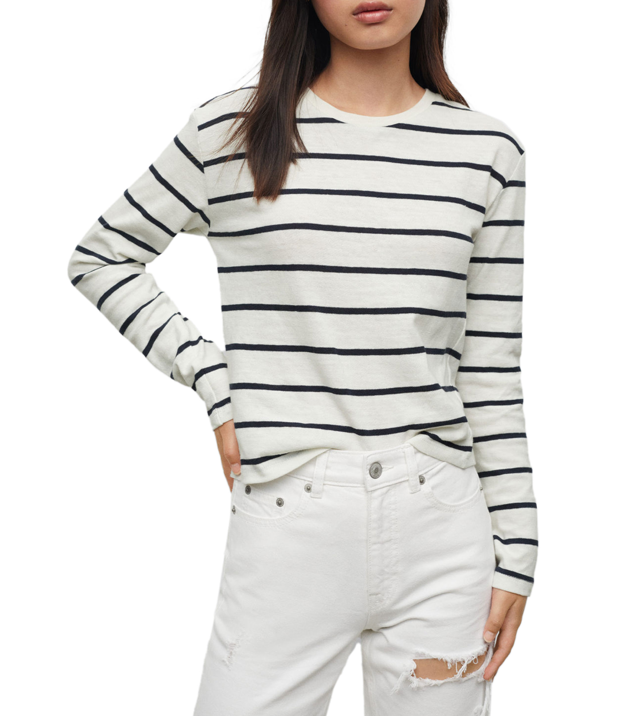 Mango: Playera con líneas horizontales manga larga Niña | El Palacio de ...