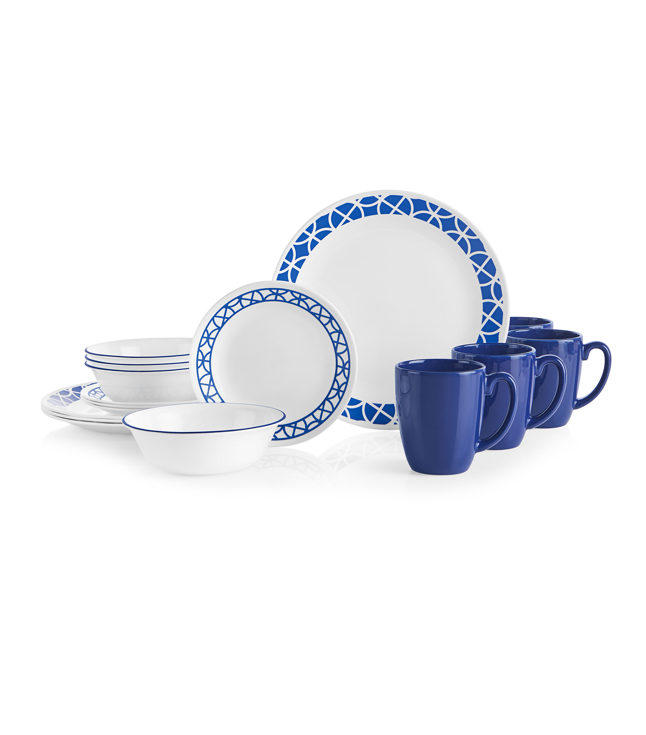 Corelle Vajilla 16 Piezas Cobalt Circles - El Palacio de Hierro