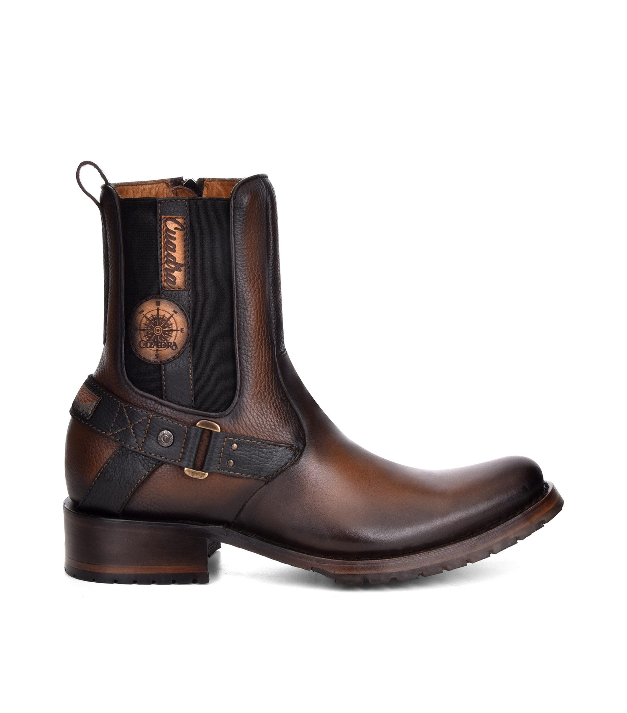 Cuadra: Botas vaqueras medias color café oscuro en piel Hombre | El ...