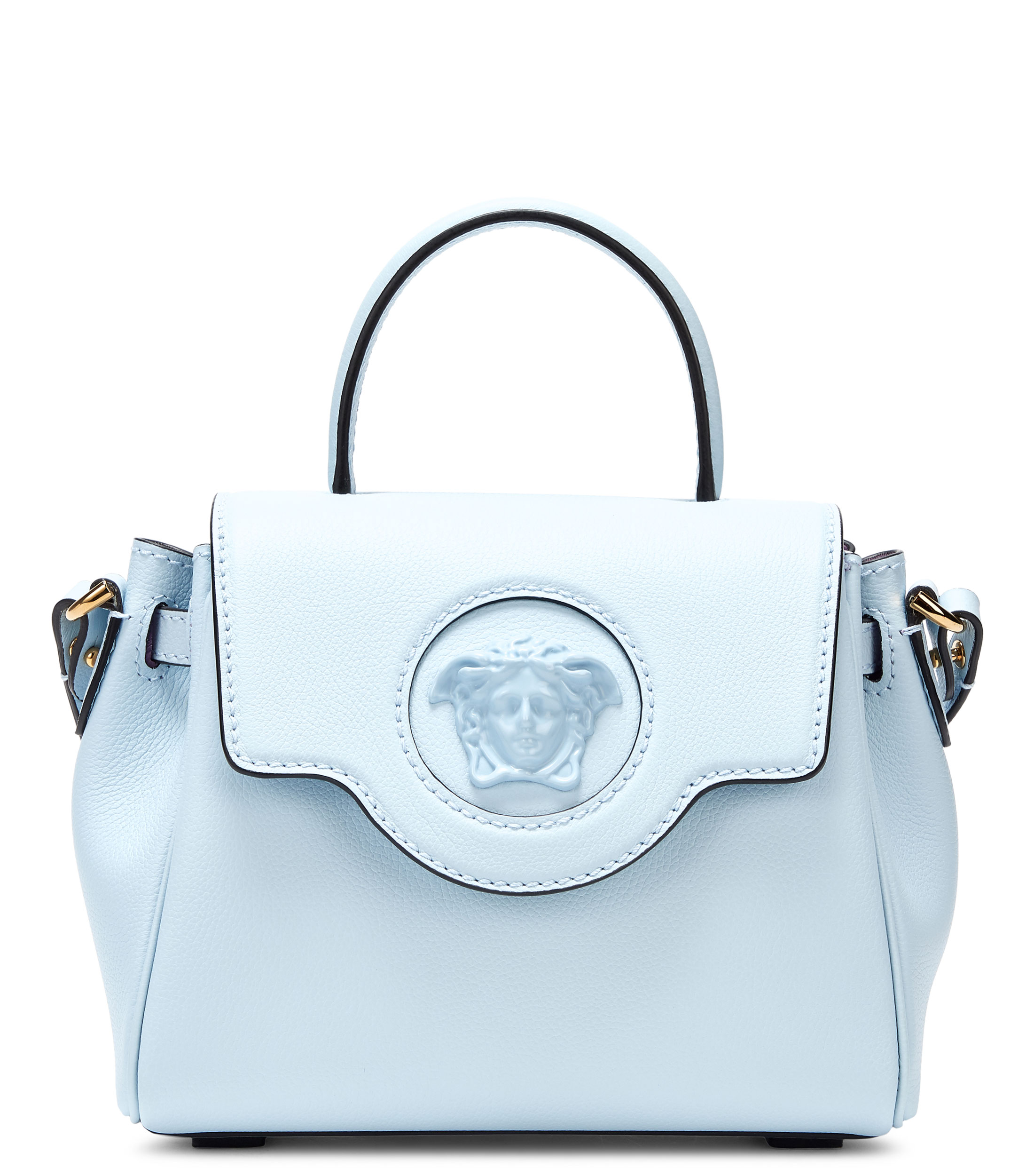 Versace: Bolso Crossbody azul en piel La Medusa granulado Mujer | El ...