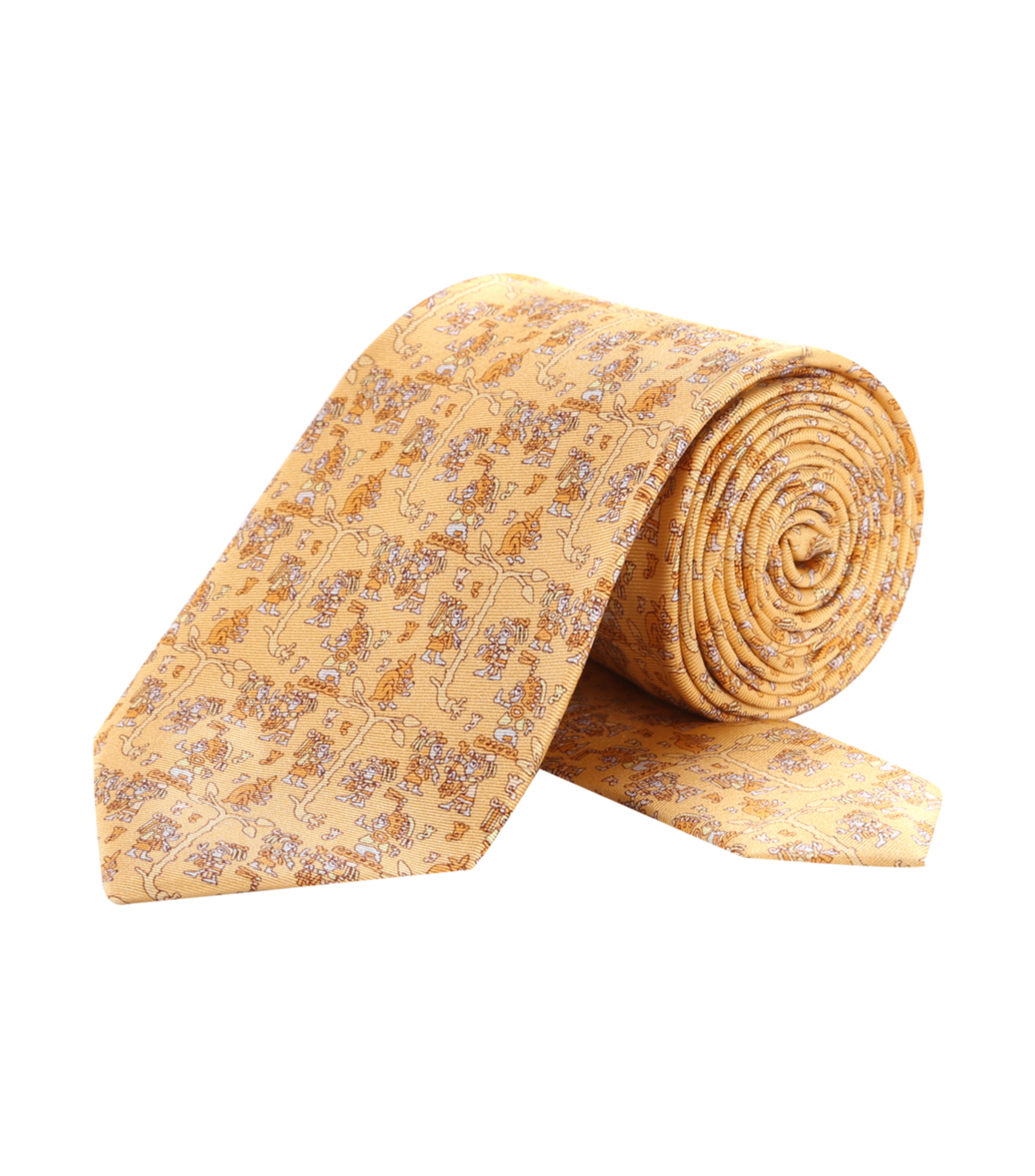 Pineda Covalin Corbata ancha de seda amarilla con códice náhuatl - El ...