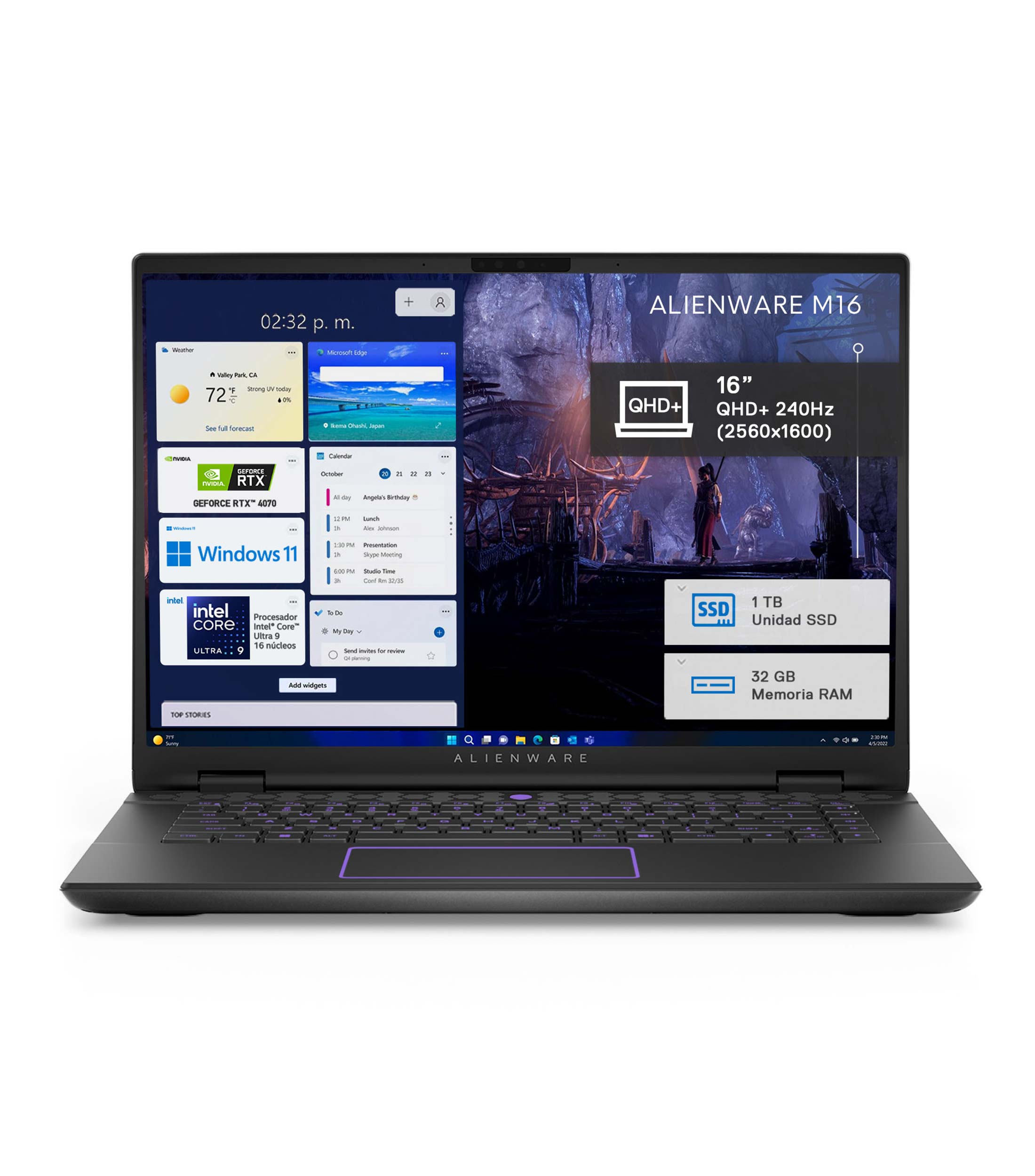 Alienware: Laptop, Gaming M16, 16", RTX 4070, Intel Core Ultra 9, RAM ...