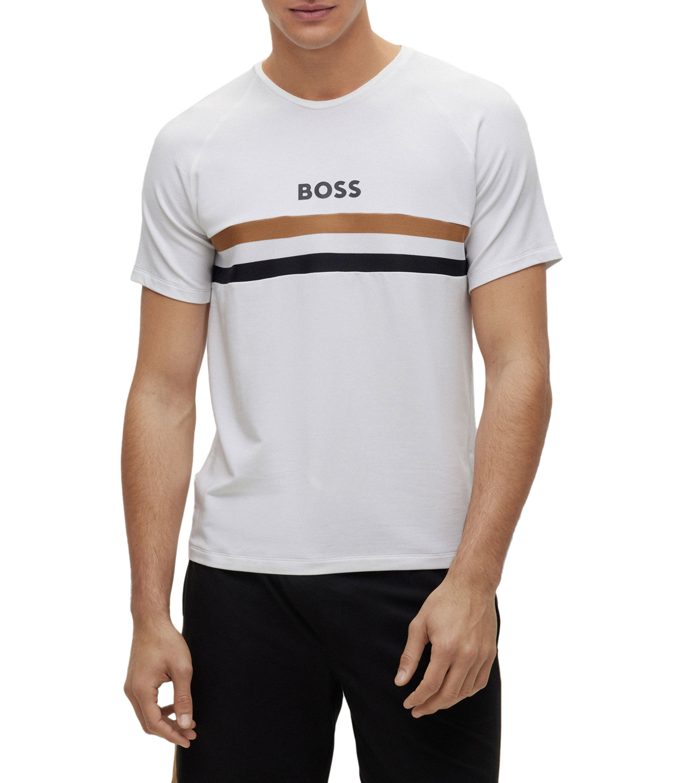 Boss: Playera regular fit con raya de la marca y logo Hombre | El ...