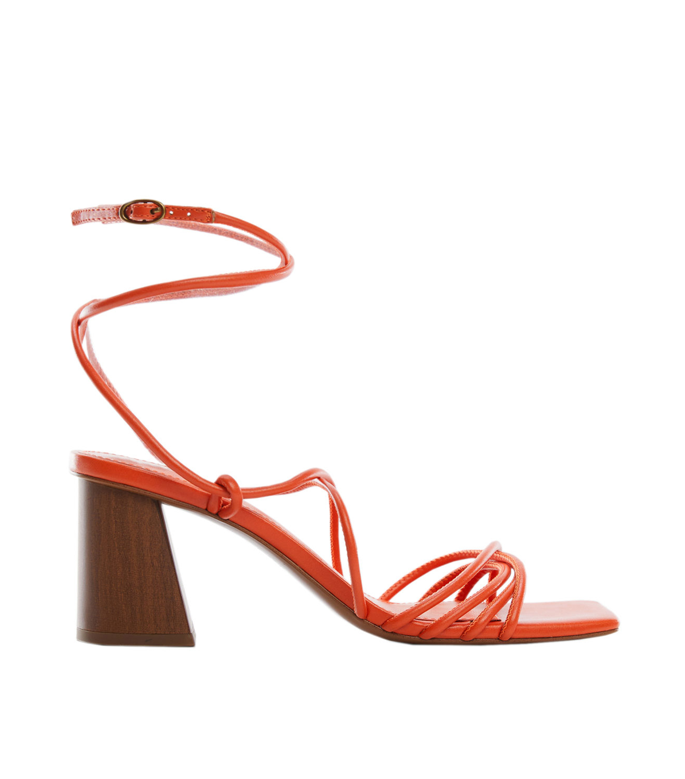 Mango: Sandalias naranjas con tacón medio cuadrado Mujer | El Palacio ...