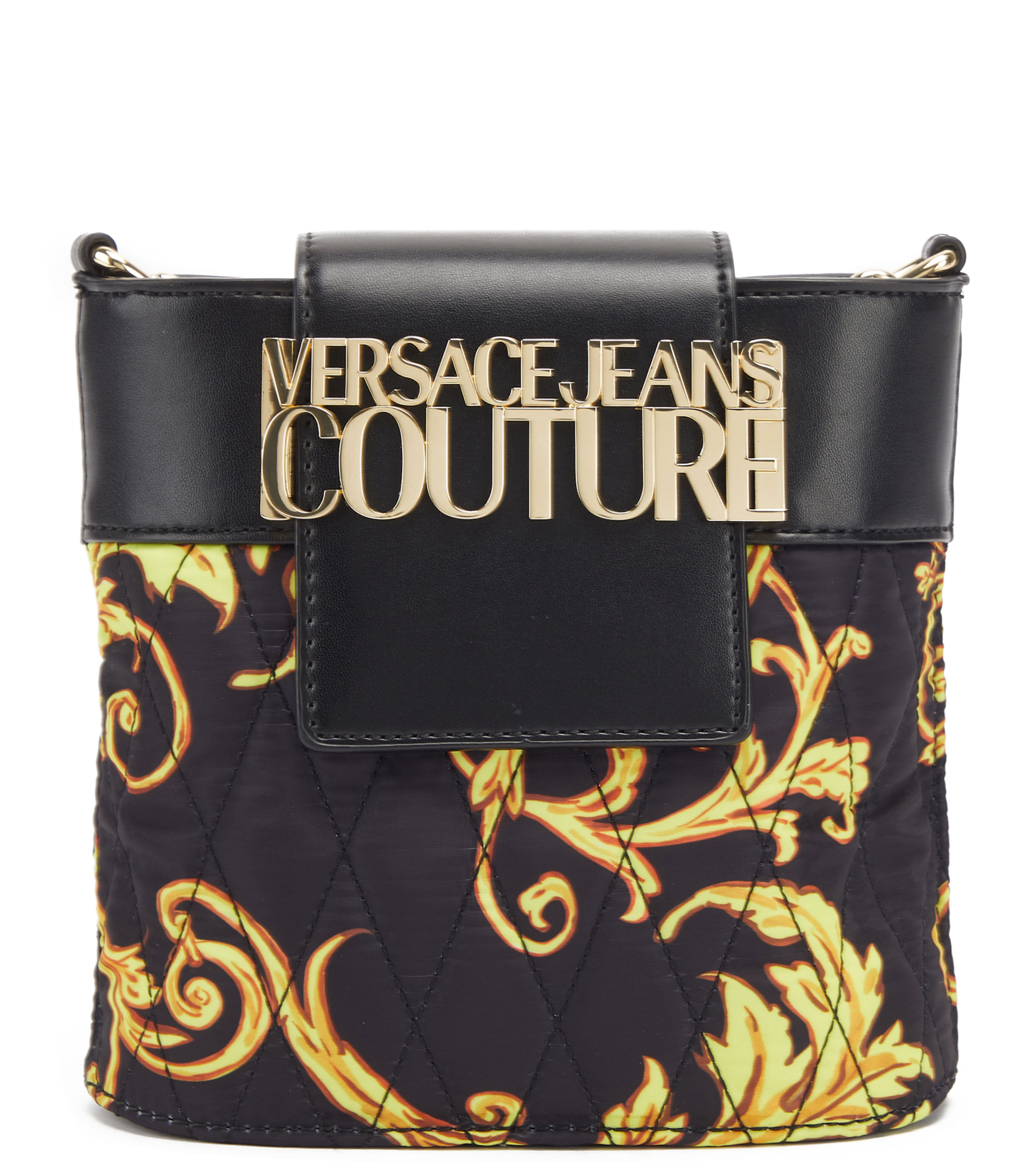 Versace Jeans Couture: Bolso Bucket negro con estampado Mujer | El ...