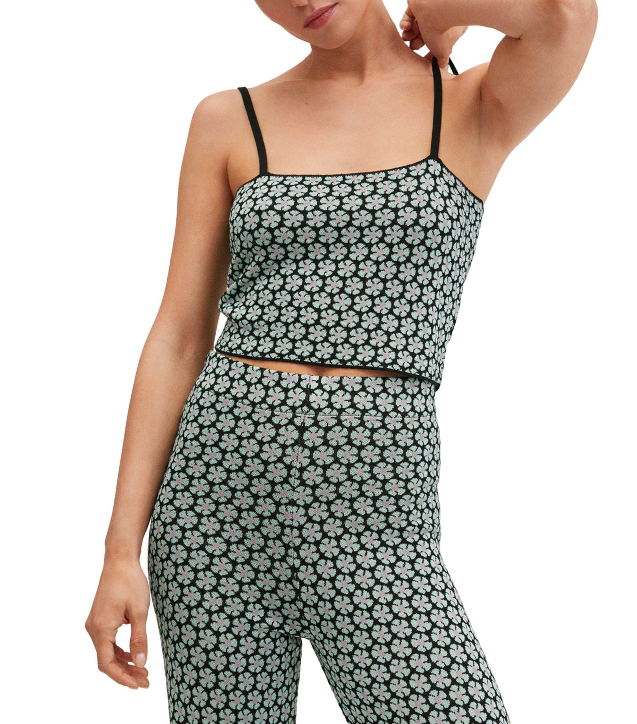 Mango Blusa crop top con flores sin mangas Mujer - El Palacio de Hierro