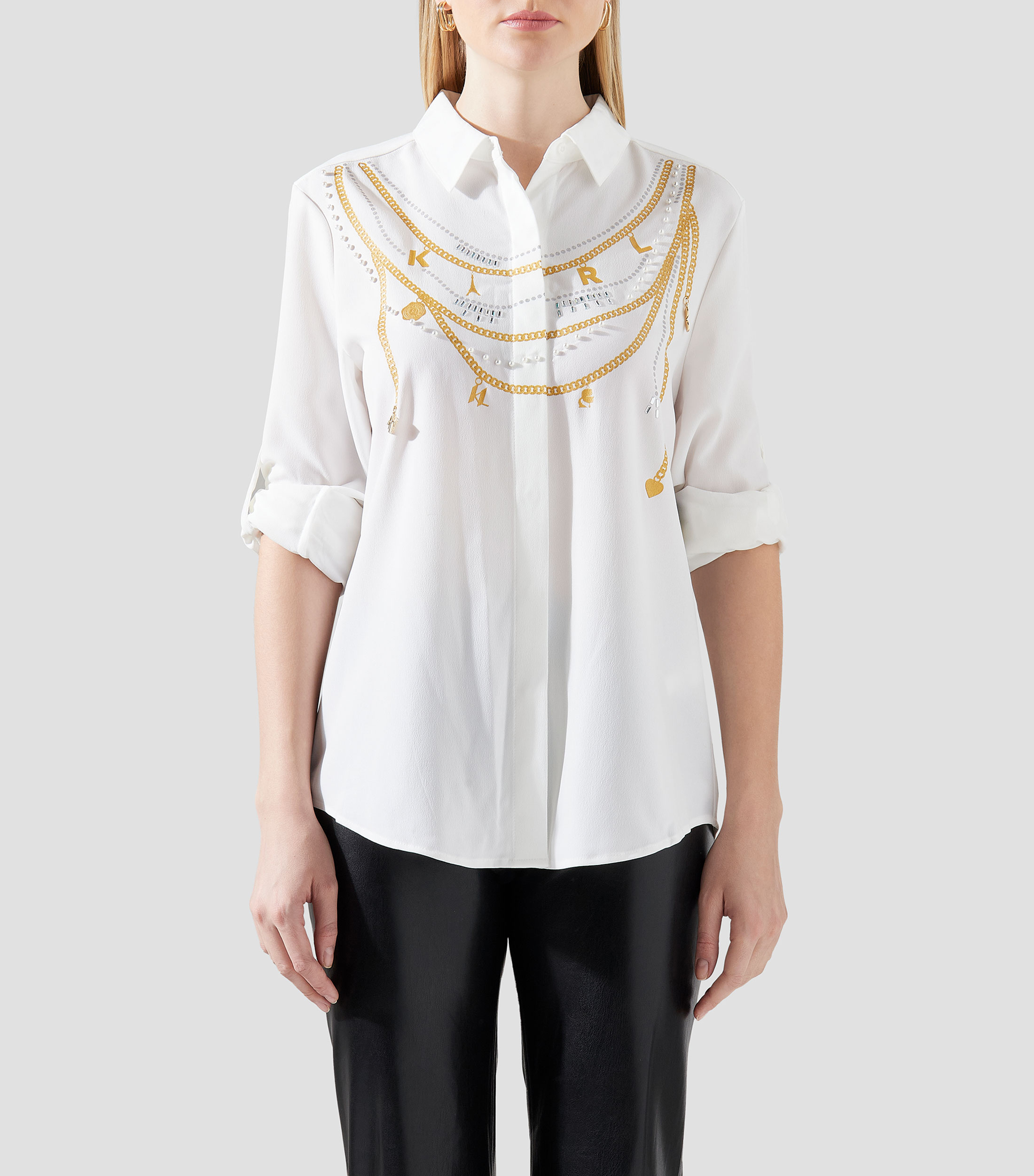 Karl Lagerfeld: Camisa estampada con manga larga Mujer | El Palacio de ...