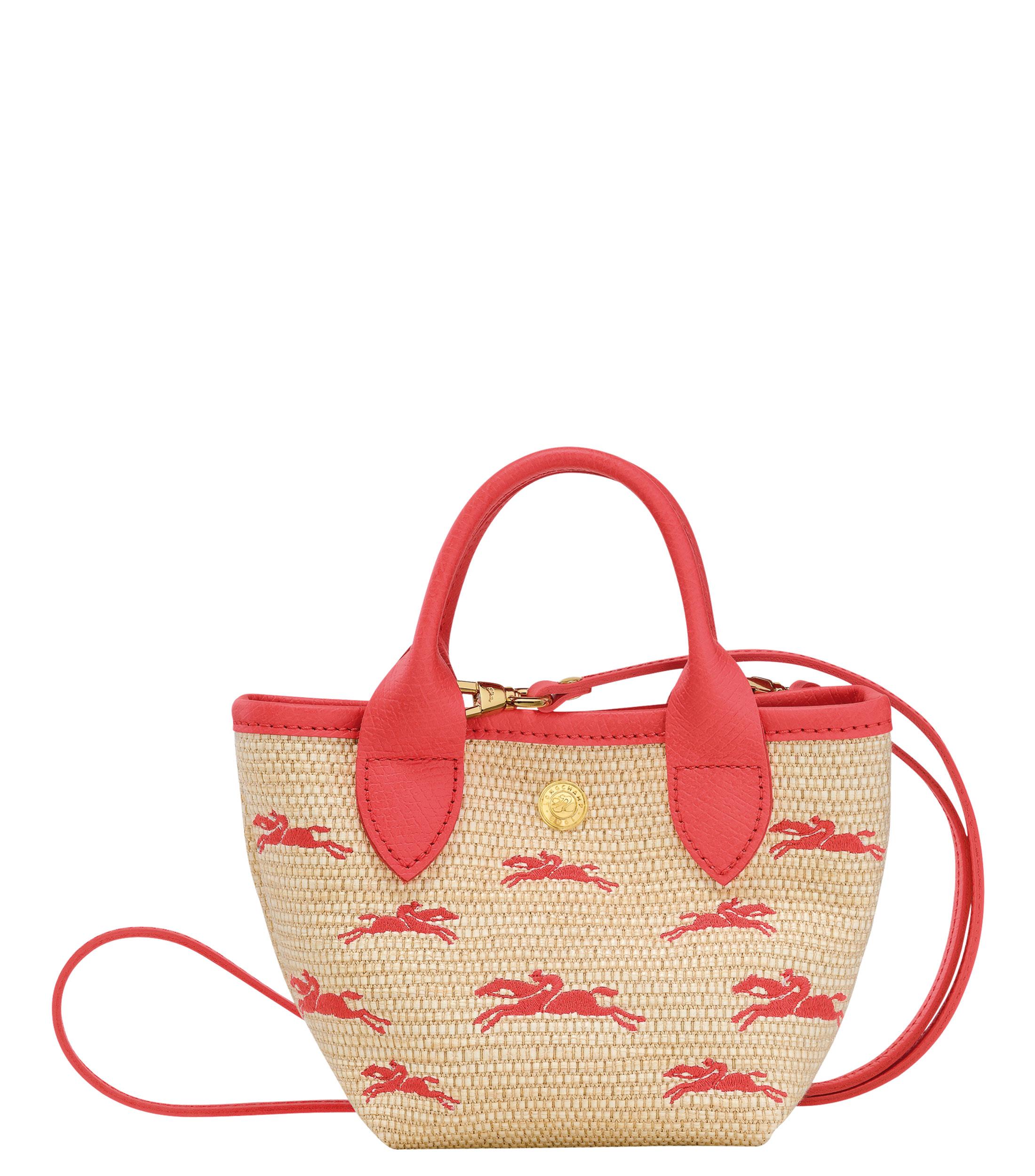 Longchamp: Bolso de mano beige con rosa Le Panier Pliage Mujer | El ...