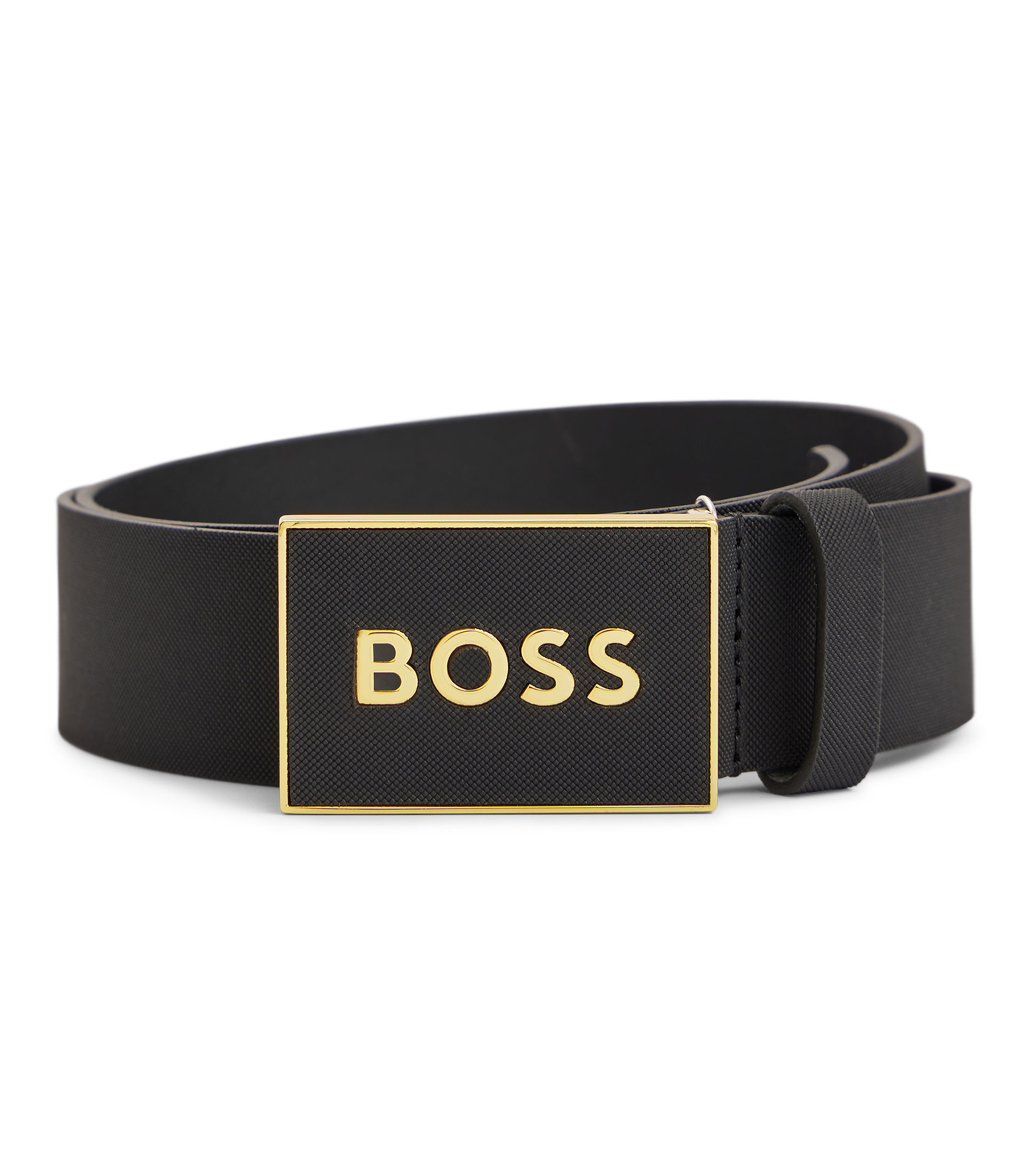 Boss: Cinturón en piel casual Boss con hebilla de logo Hombre | El ...