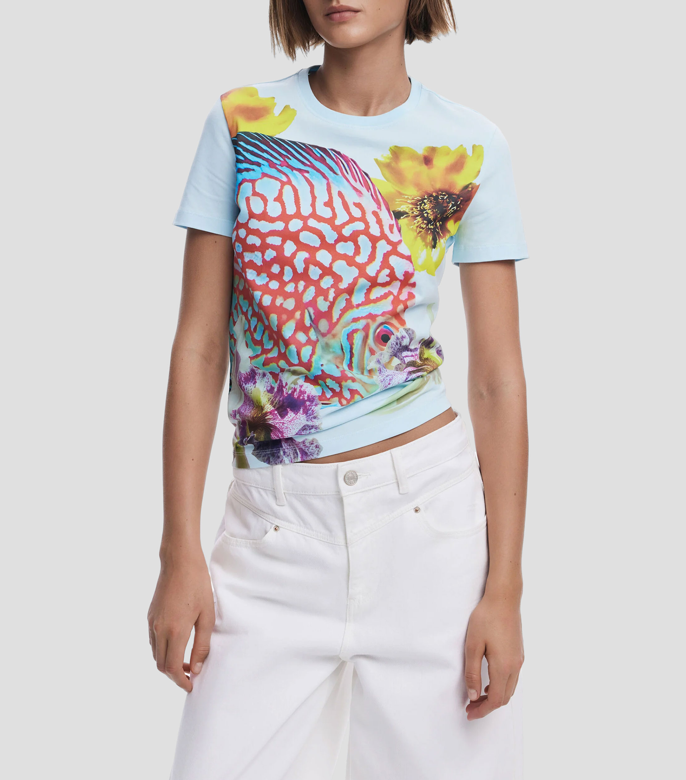 Desigual Playera cuello redondo manga corta con print Mujer |El Palacio ...