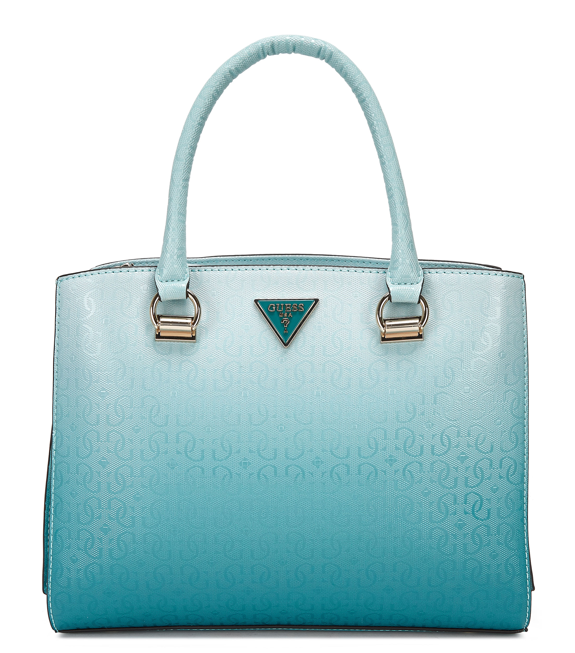 Guess: Bolso Satchel azul Alexie monogram Mujer | El Palacio de Hierro