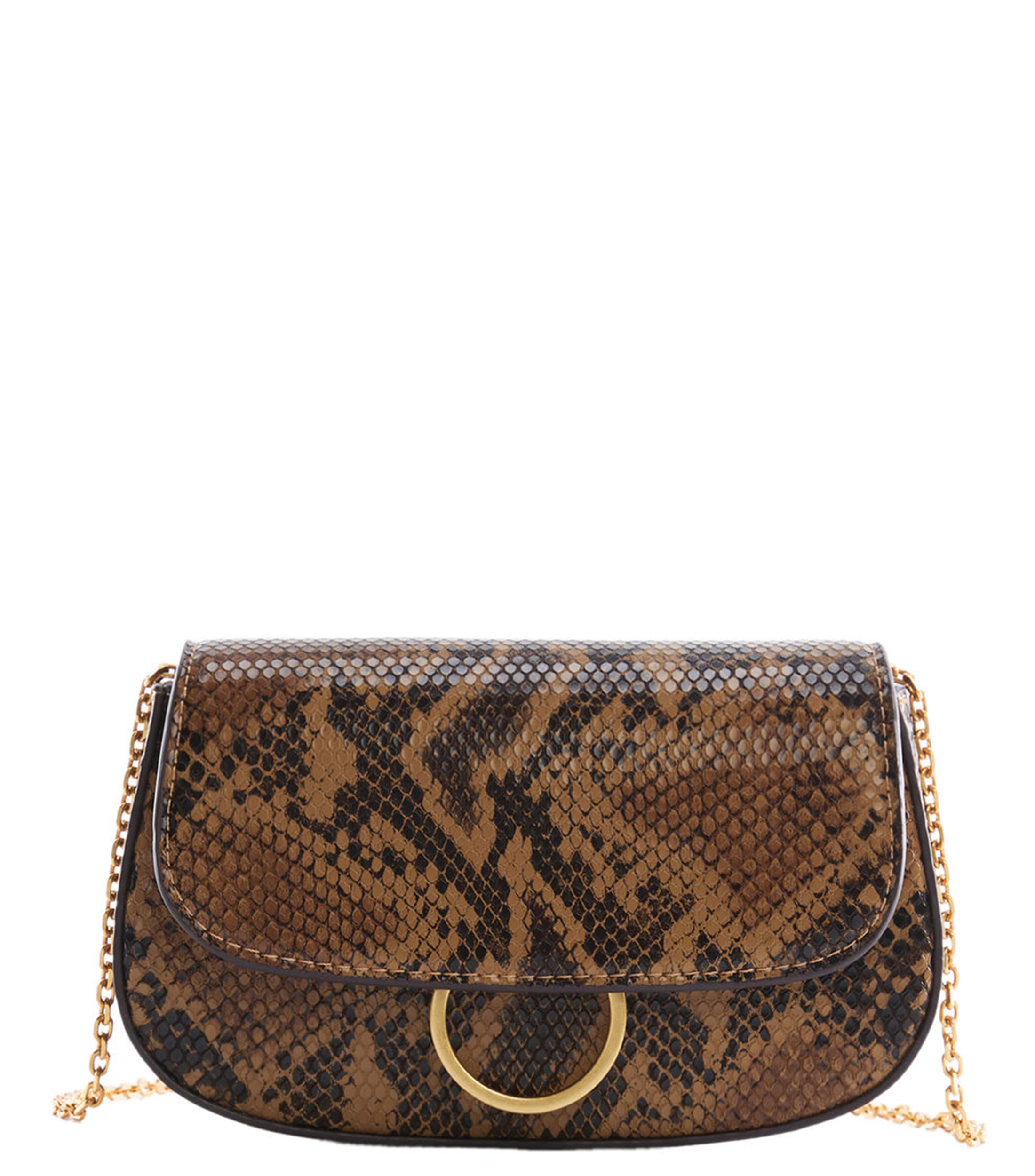 Mango: Bolso crossbody marrón estampado Mujer | El Palacio de Hierro