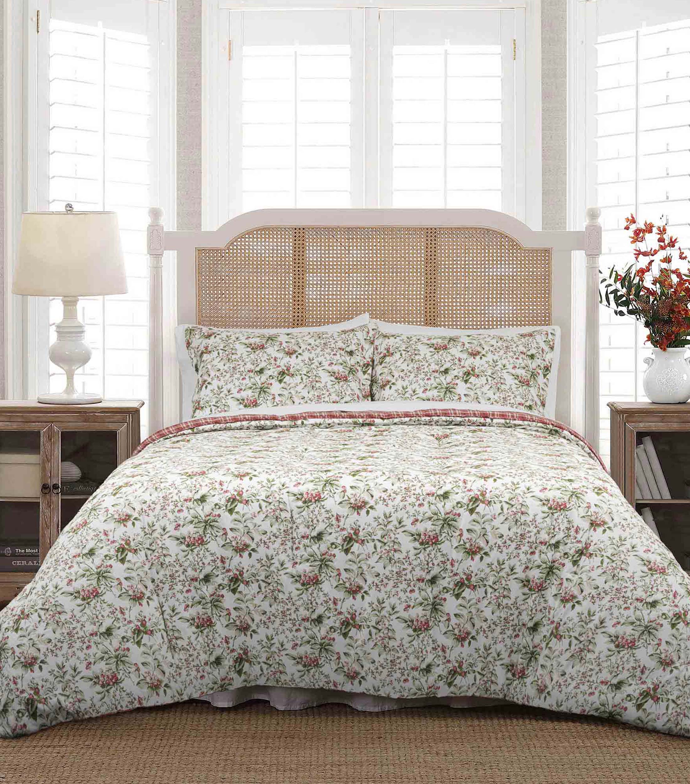 Laura Ashley: Juego de Edredón Full Queen en algodón Bramble Floral ...