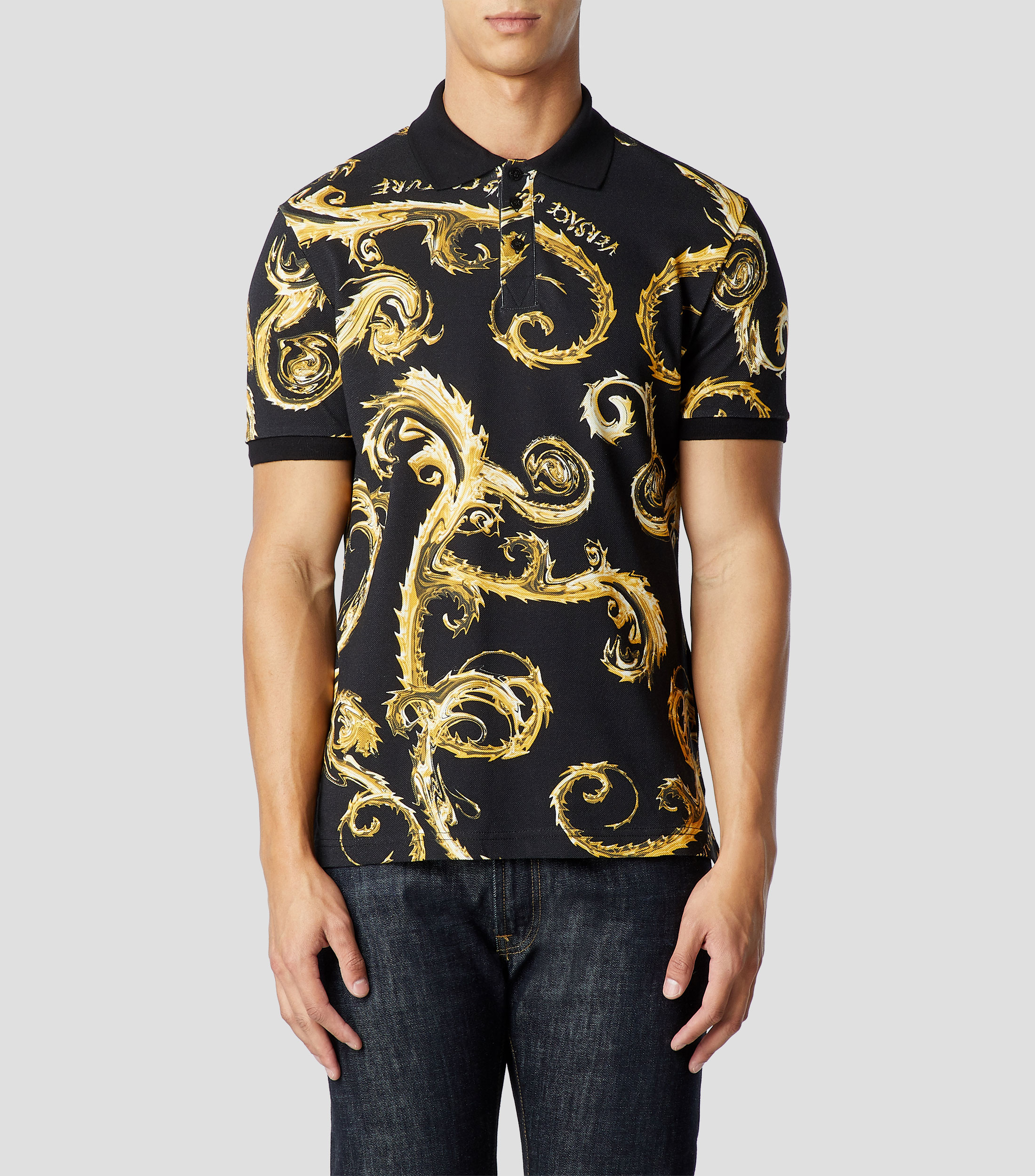 Versace Jeans Couture: Playera tipo polo con manga corta estampada ...