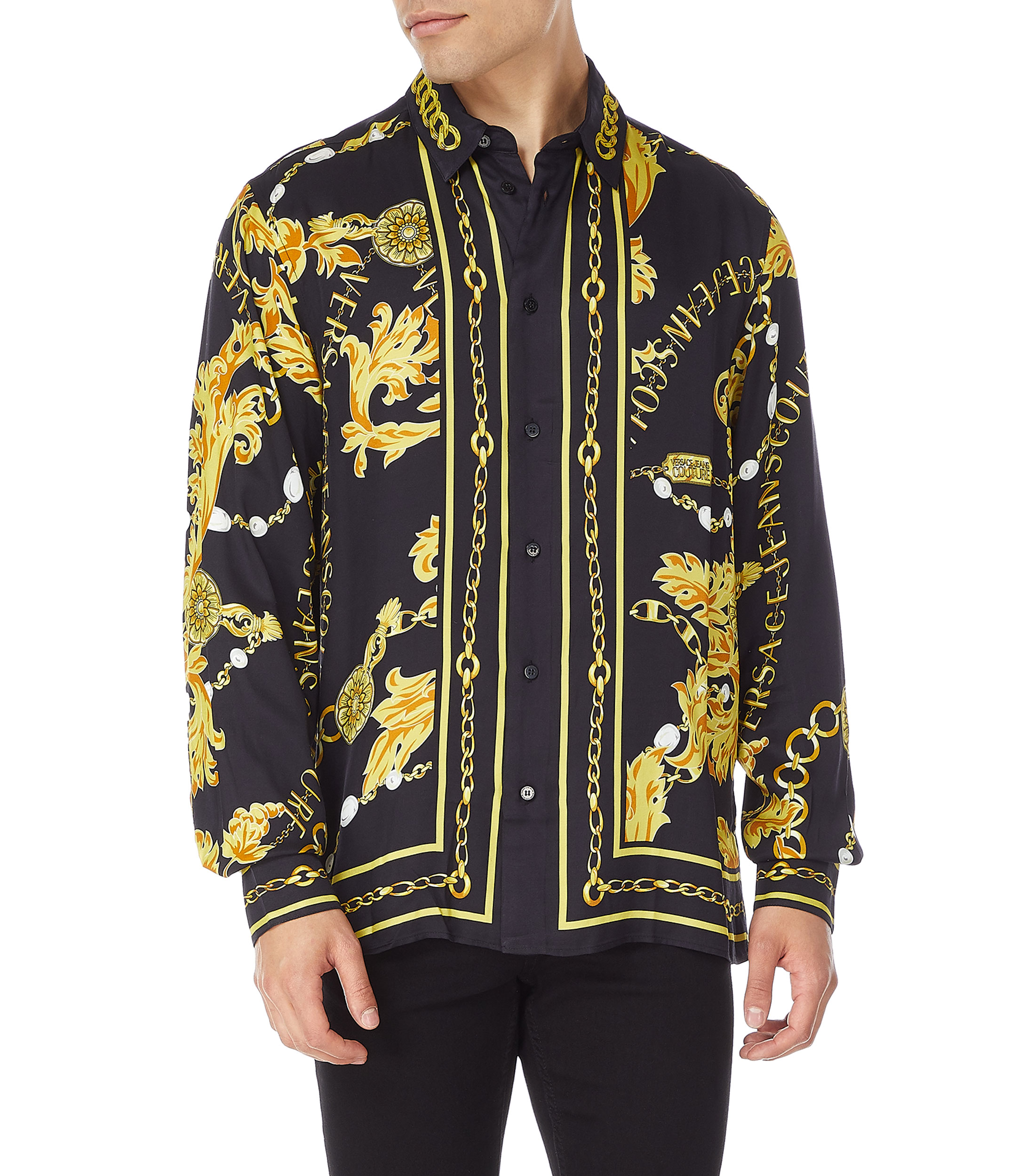 Versace Jeans Couture: Camisa con estampados de manga larga Hombre | El ...