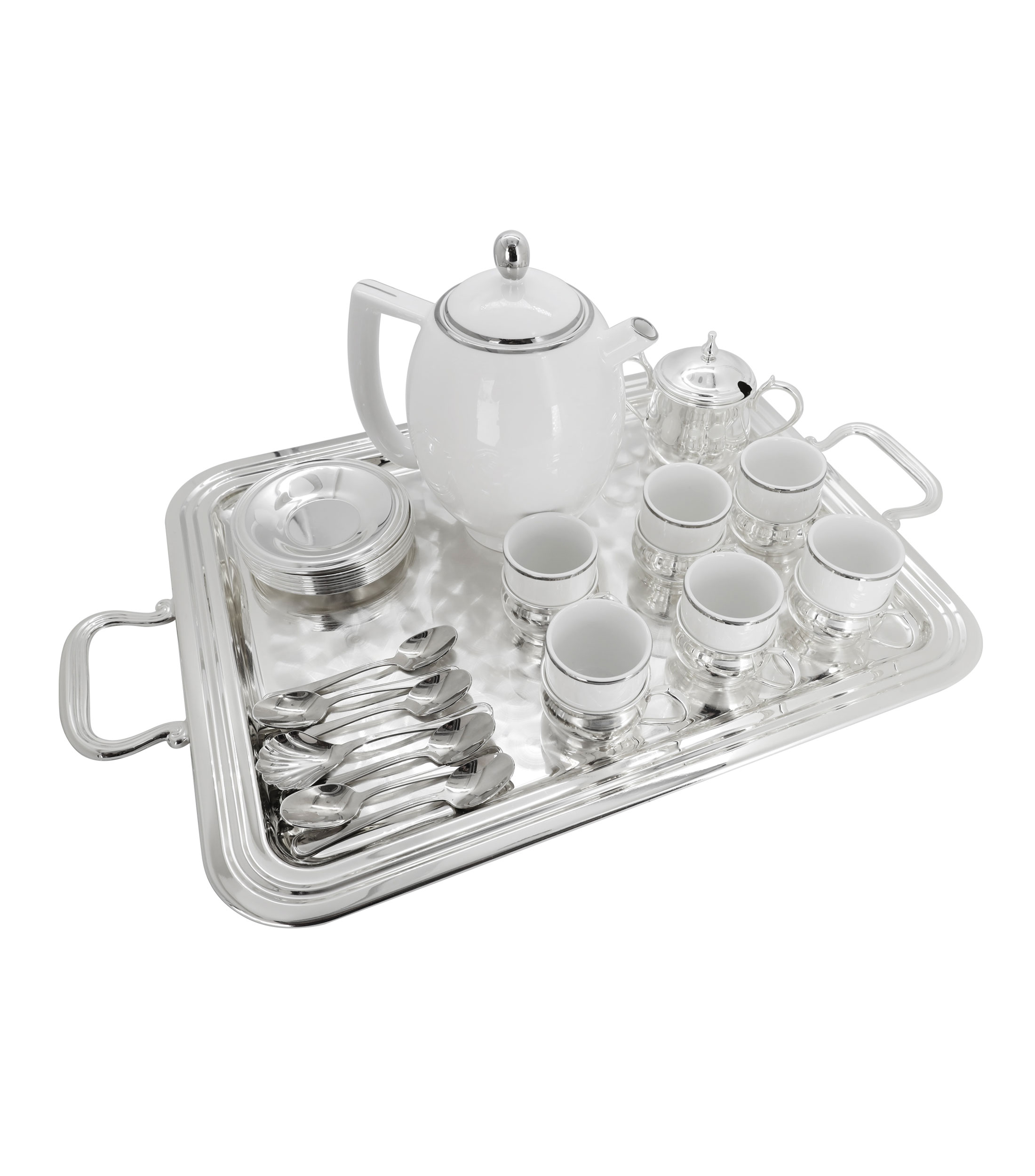 Talleres Los Ballesteros: Set de Café 22 Piezas Blanco con plata | El ...
