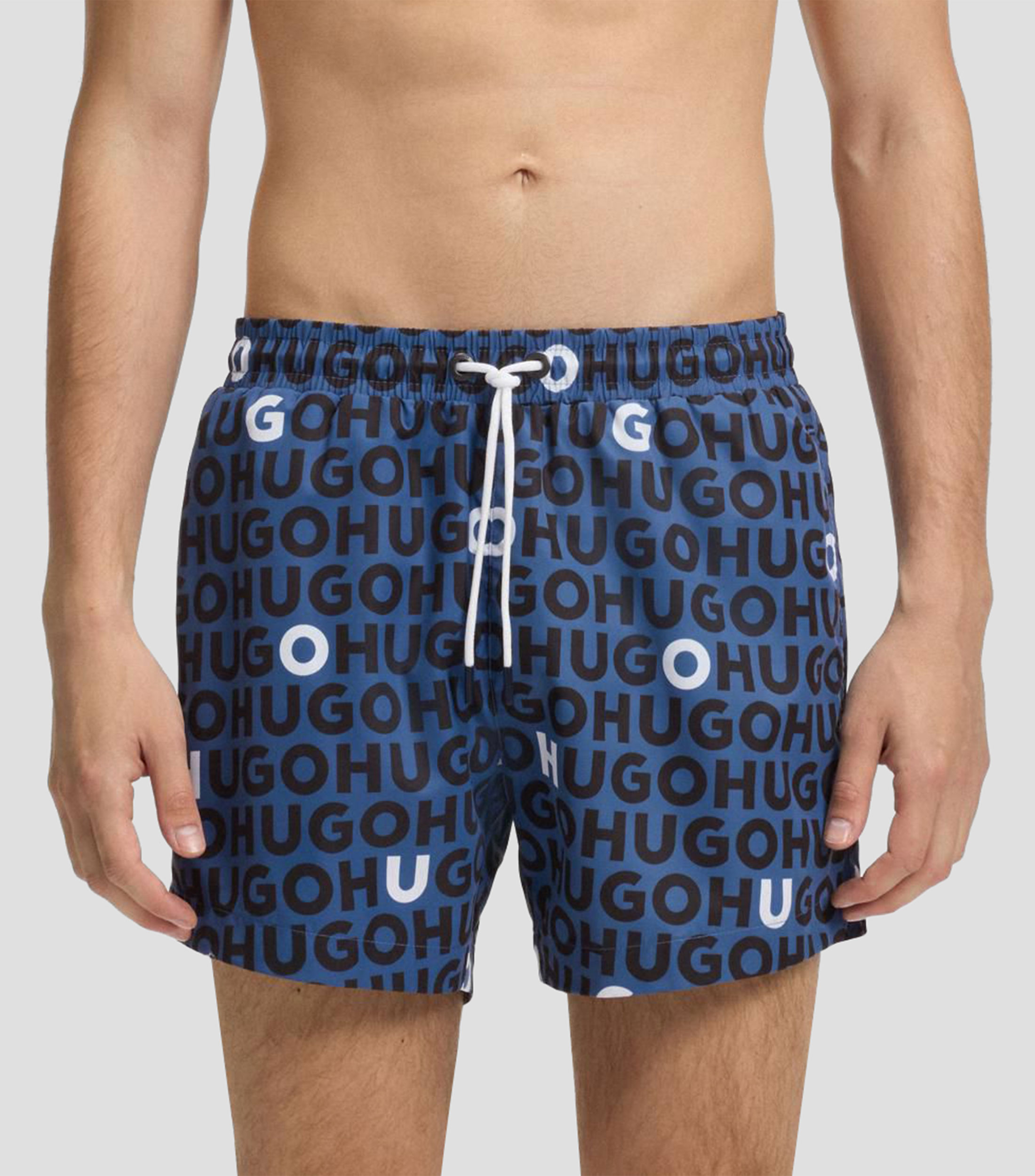 Hugo Traje de baño con estampado de logos y cordón en la cintura Hombre ...