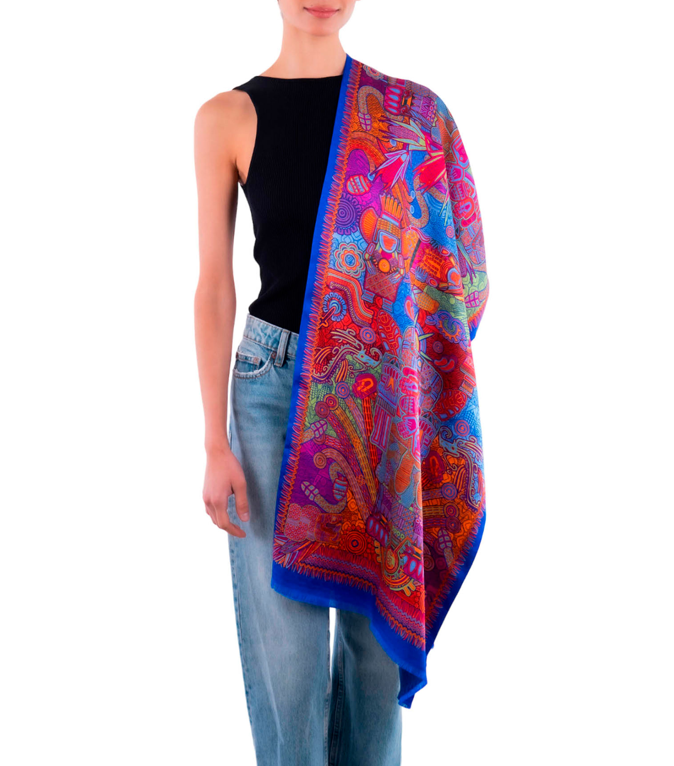 Pineda Covalin Chalina rosa y azul estampada Mujer - El Palacio de Hierro