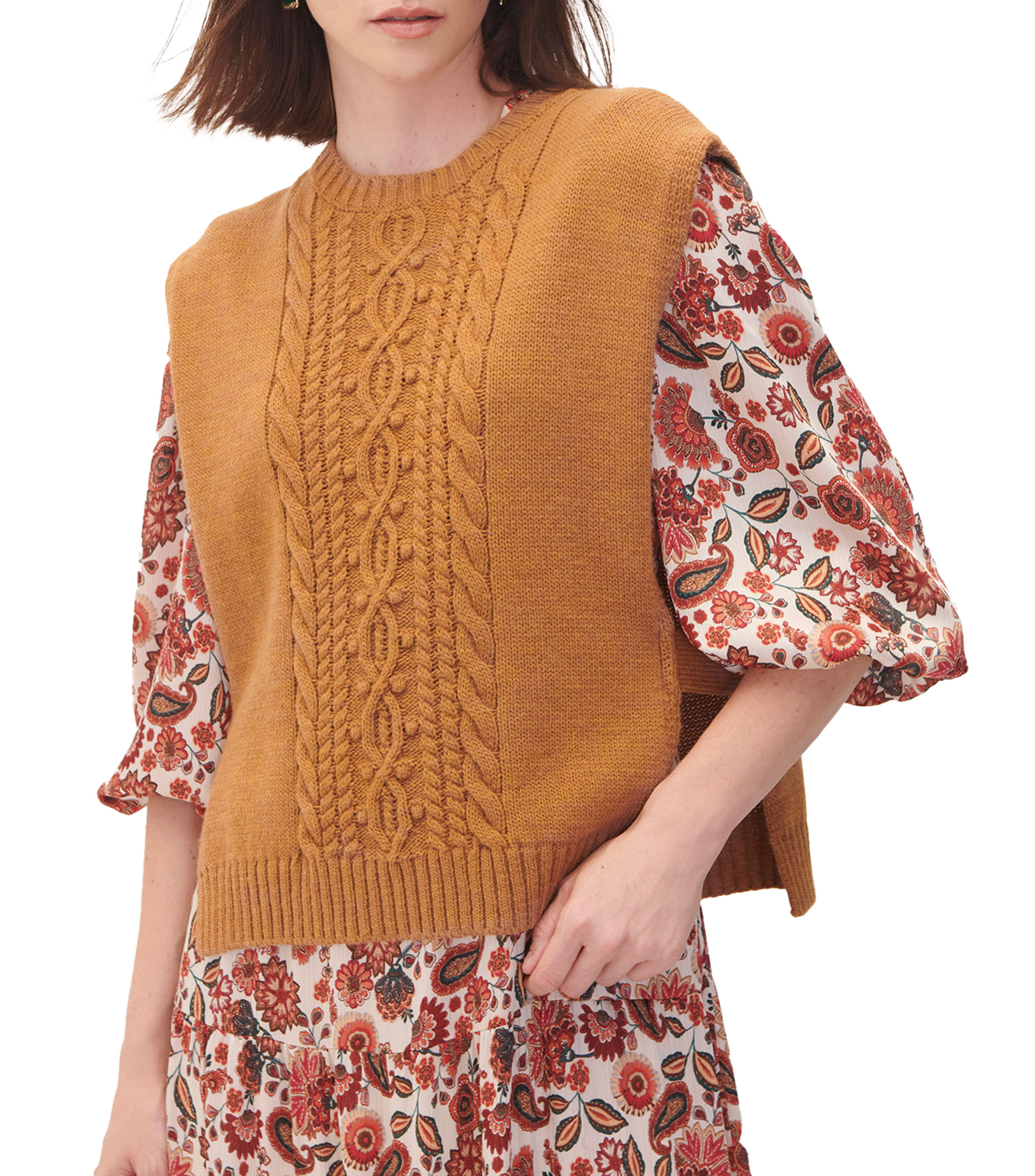 Julio Chaleco Tejido Trenzado Canela Mujer - El Palacio de Hierro