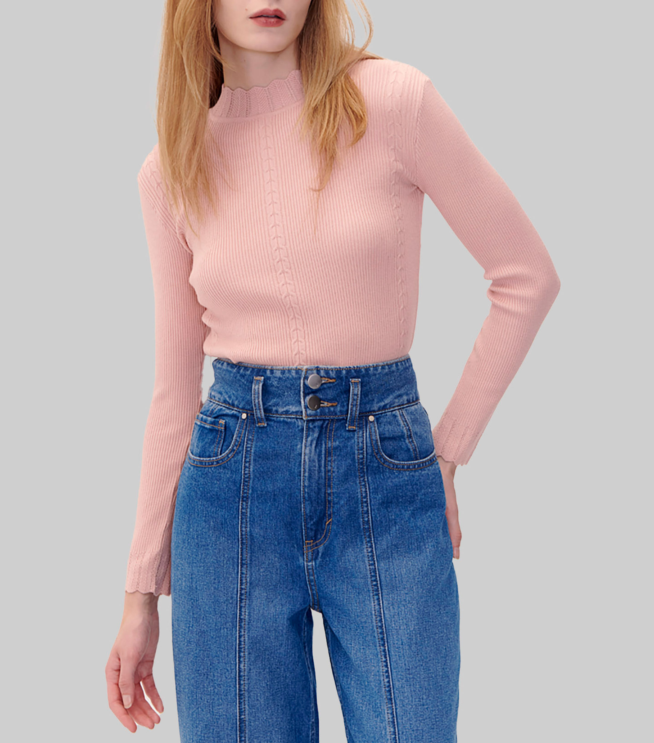 Julio Suéter Tejido Palo De Rosa Cuello Perkins Mujer - El Palacio de ...