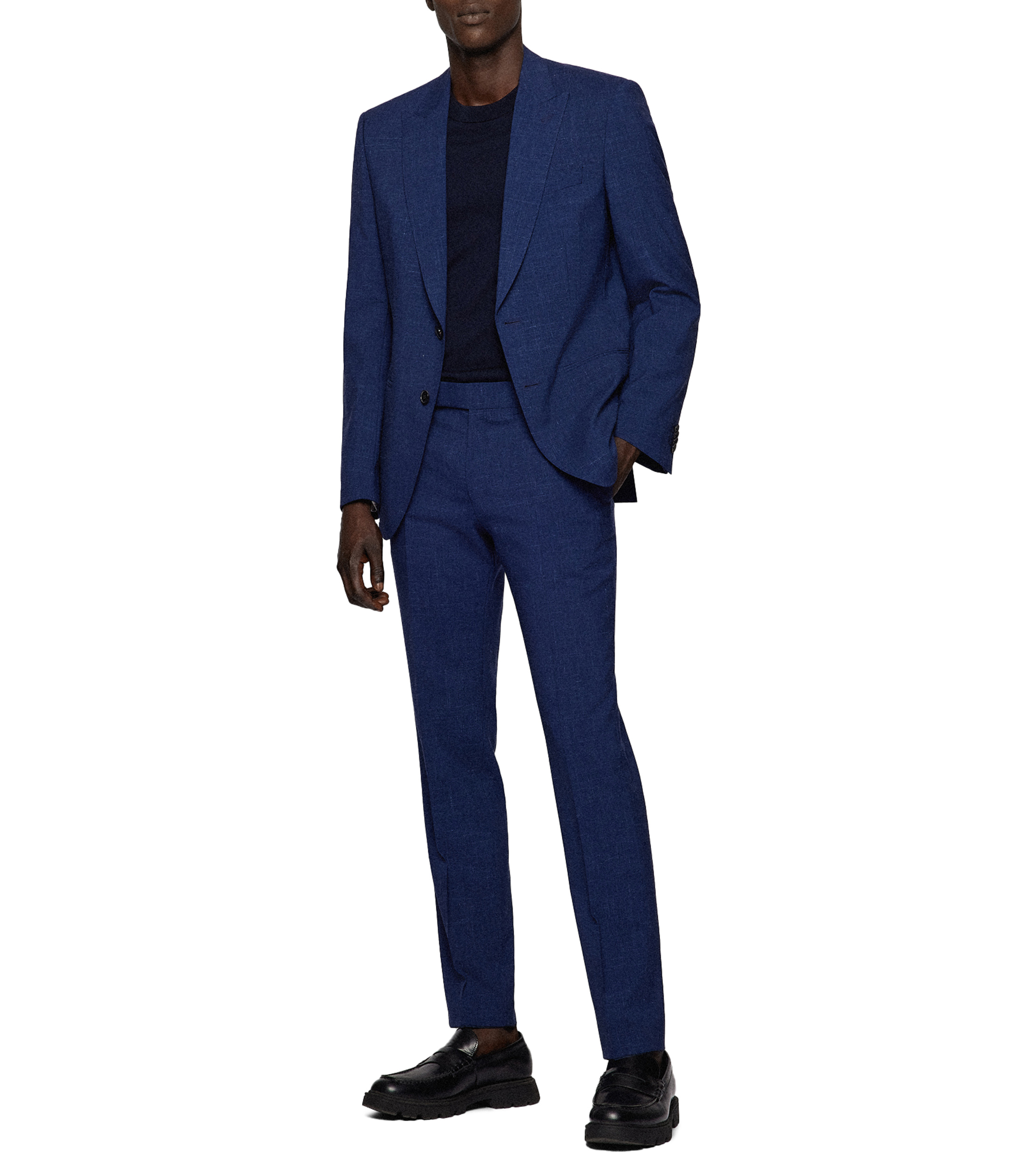 Boss Traje Boss slim fit estampado de lana virgen y lino Hombre - El ...