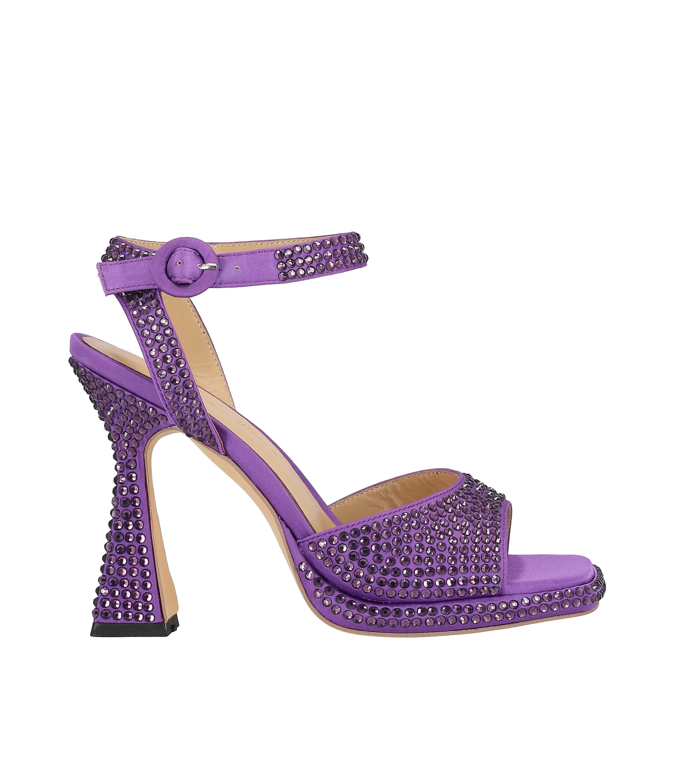 Alma en Pena: Sandalias moradas con tacón alto cuadrado Mujer | El ...