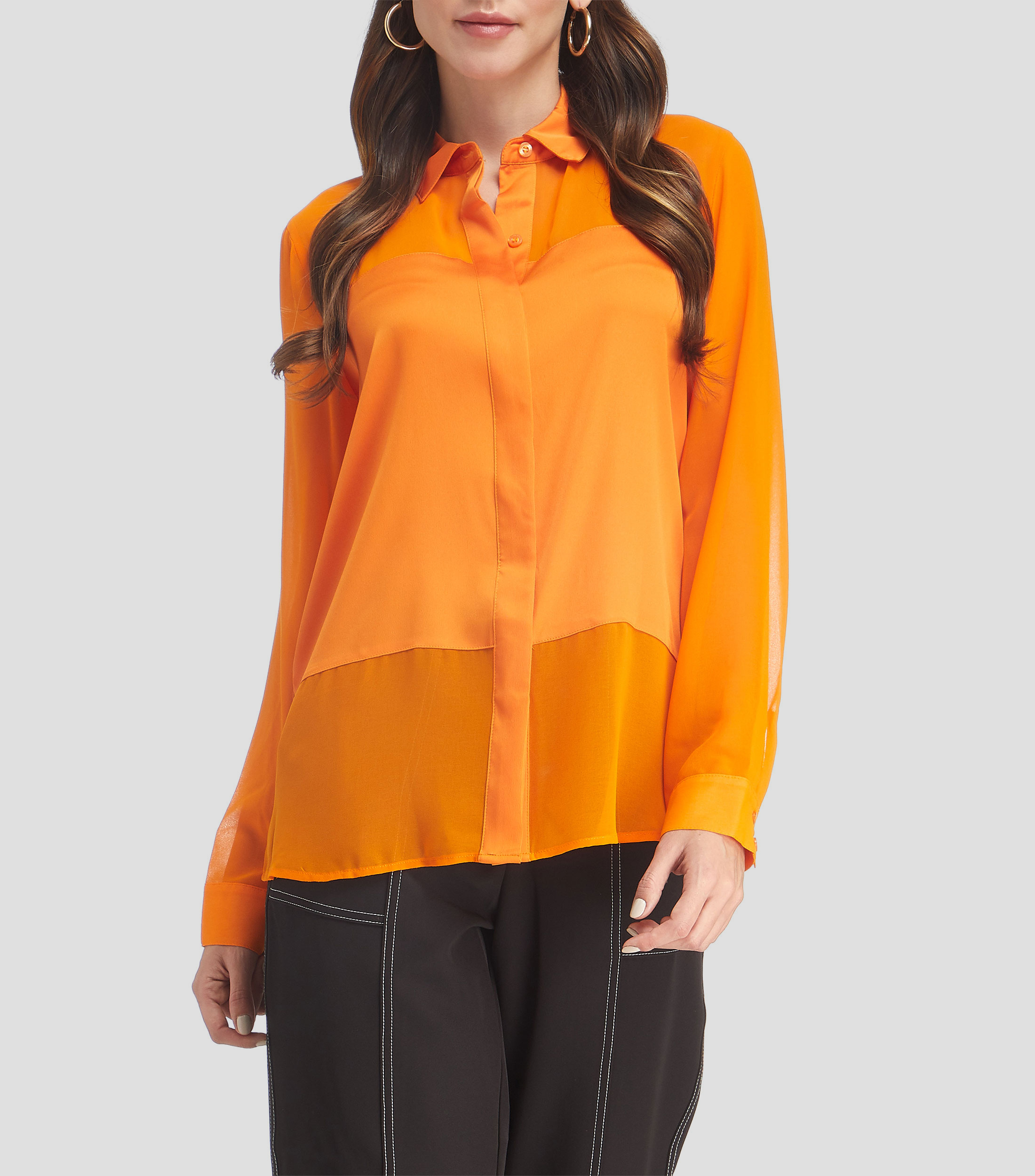 Karl Lagerfeld: Camisa de manga larga lisa Mujer | El Palacio de Hierro