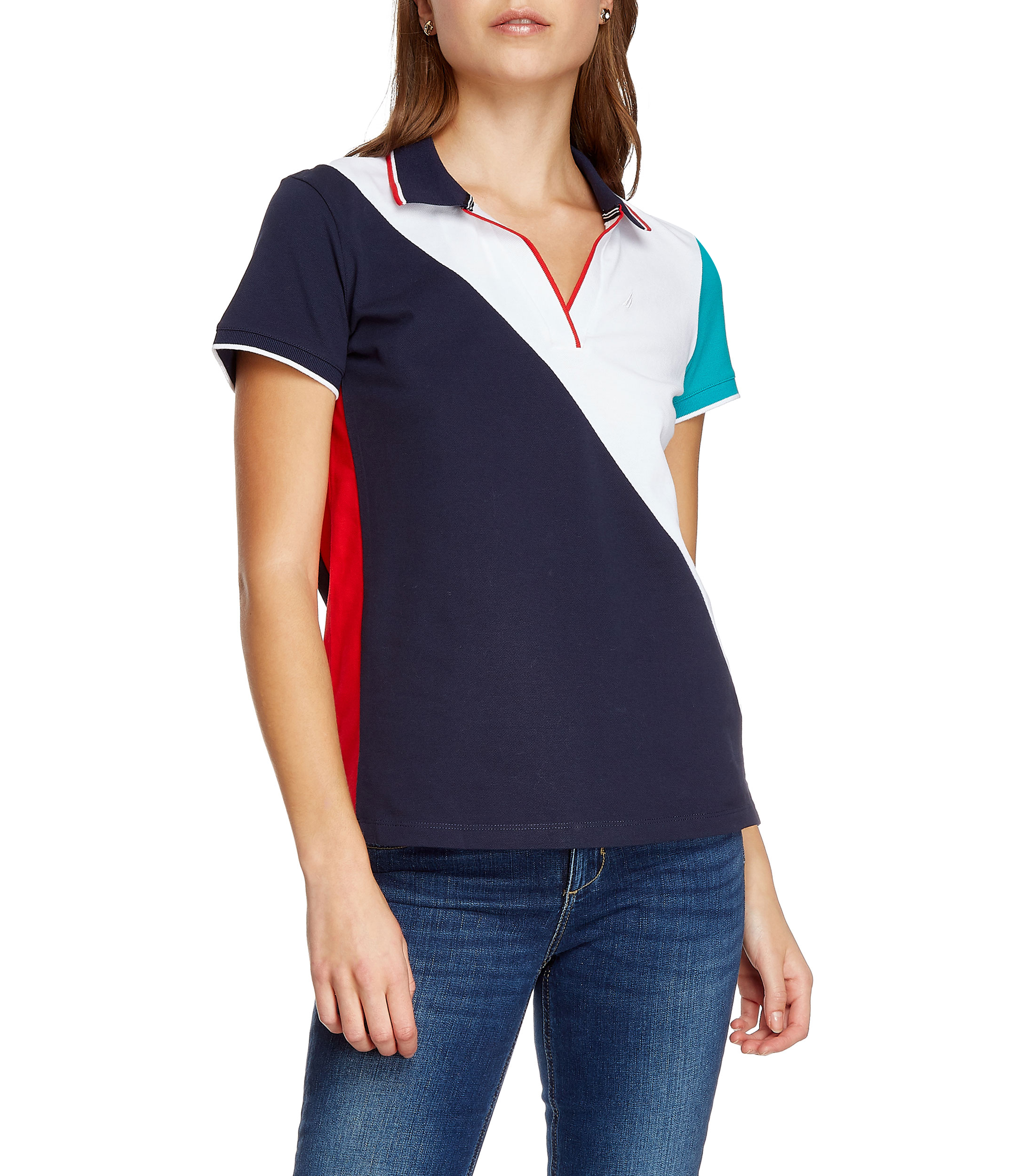 Nautica Playera estilo Polo ColorBlock de manga corta Mujer - El ...