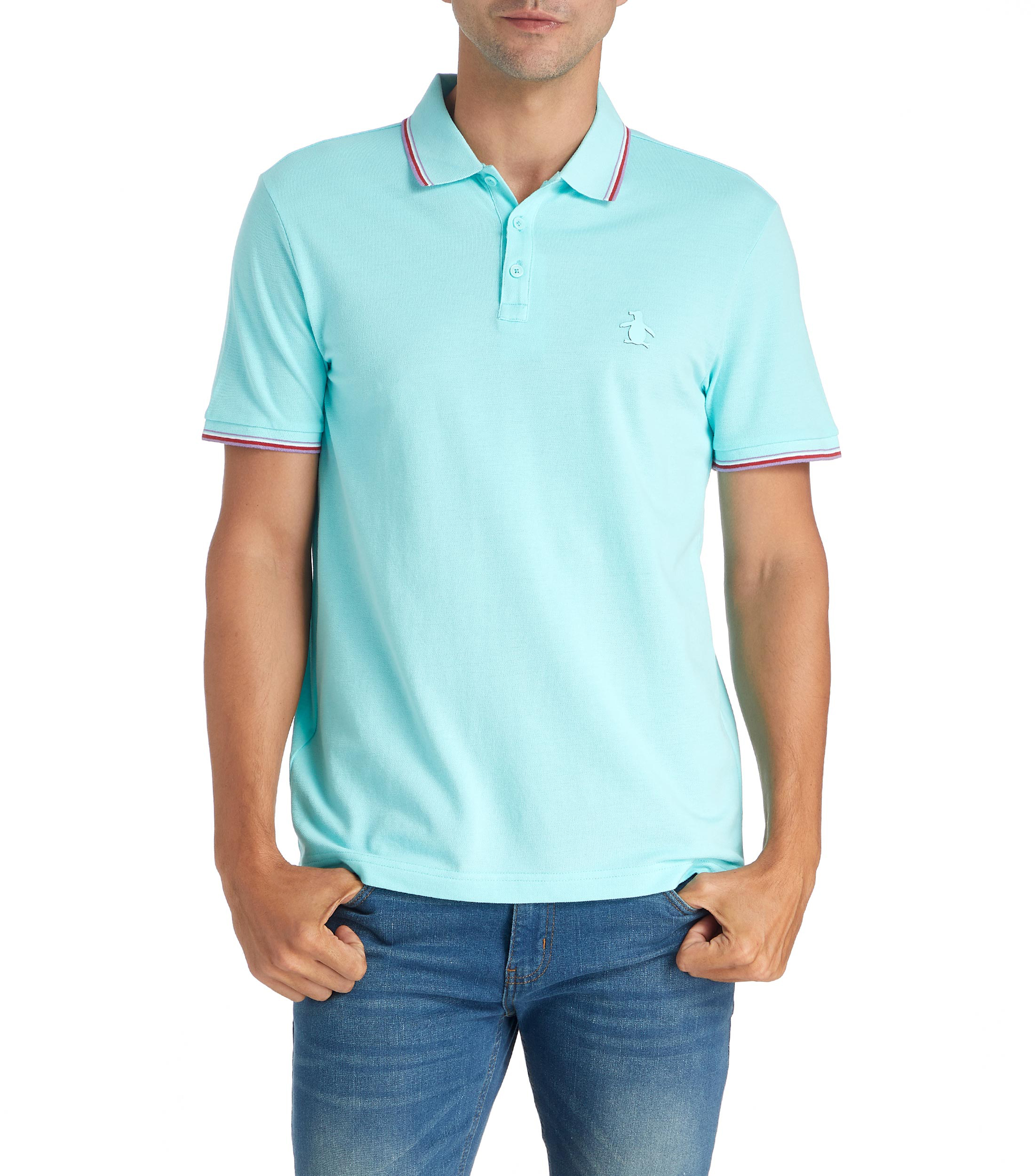 Penguin: Playera tipo Polo verde agua con manga corta Hombre | El ...