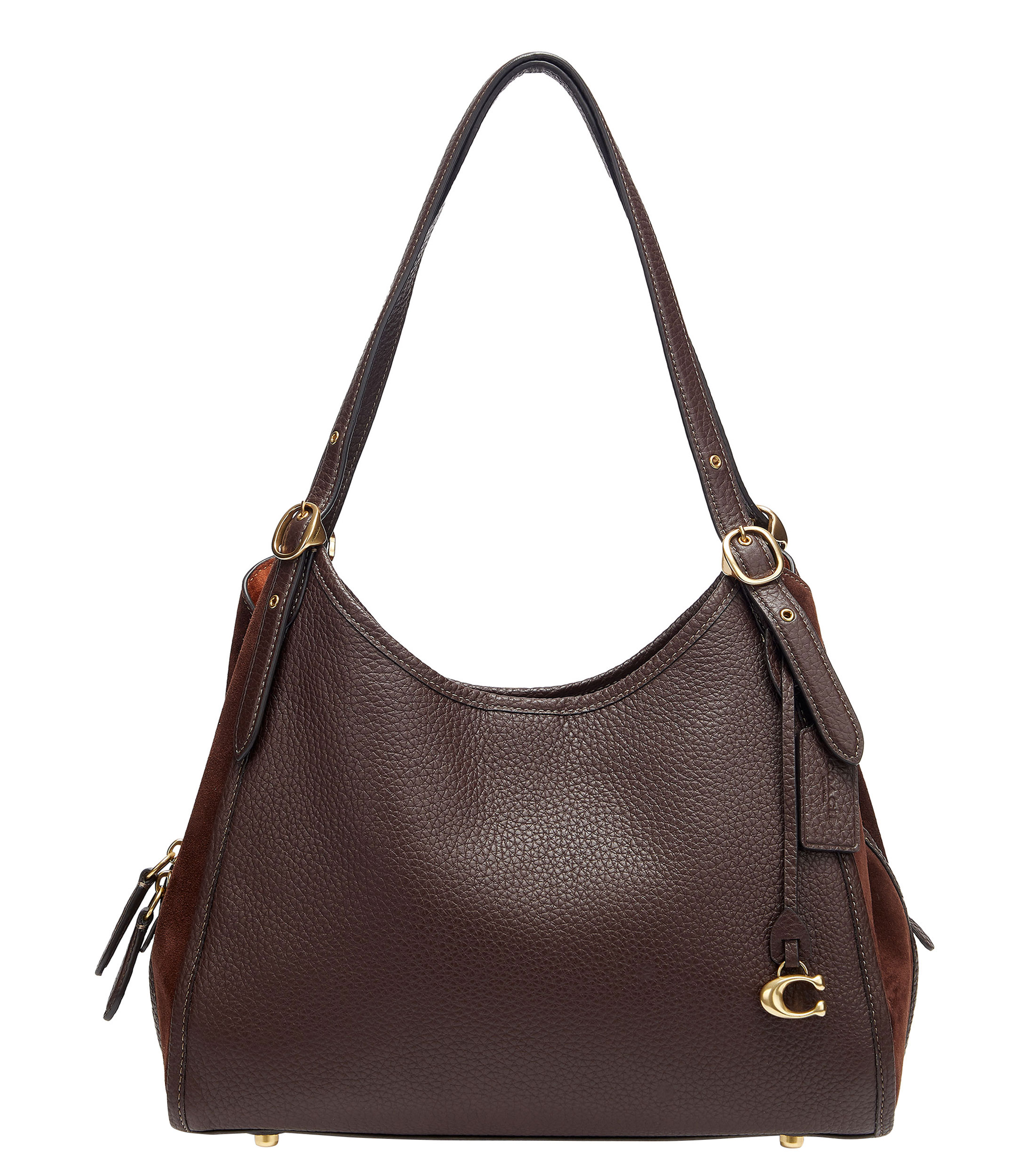 COACH: Bolso shoulder café en piel con textura Mujer | El Palacio de Hierro