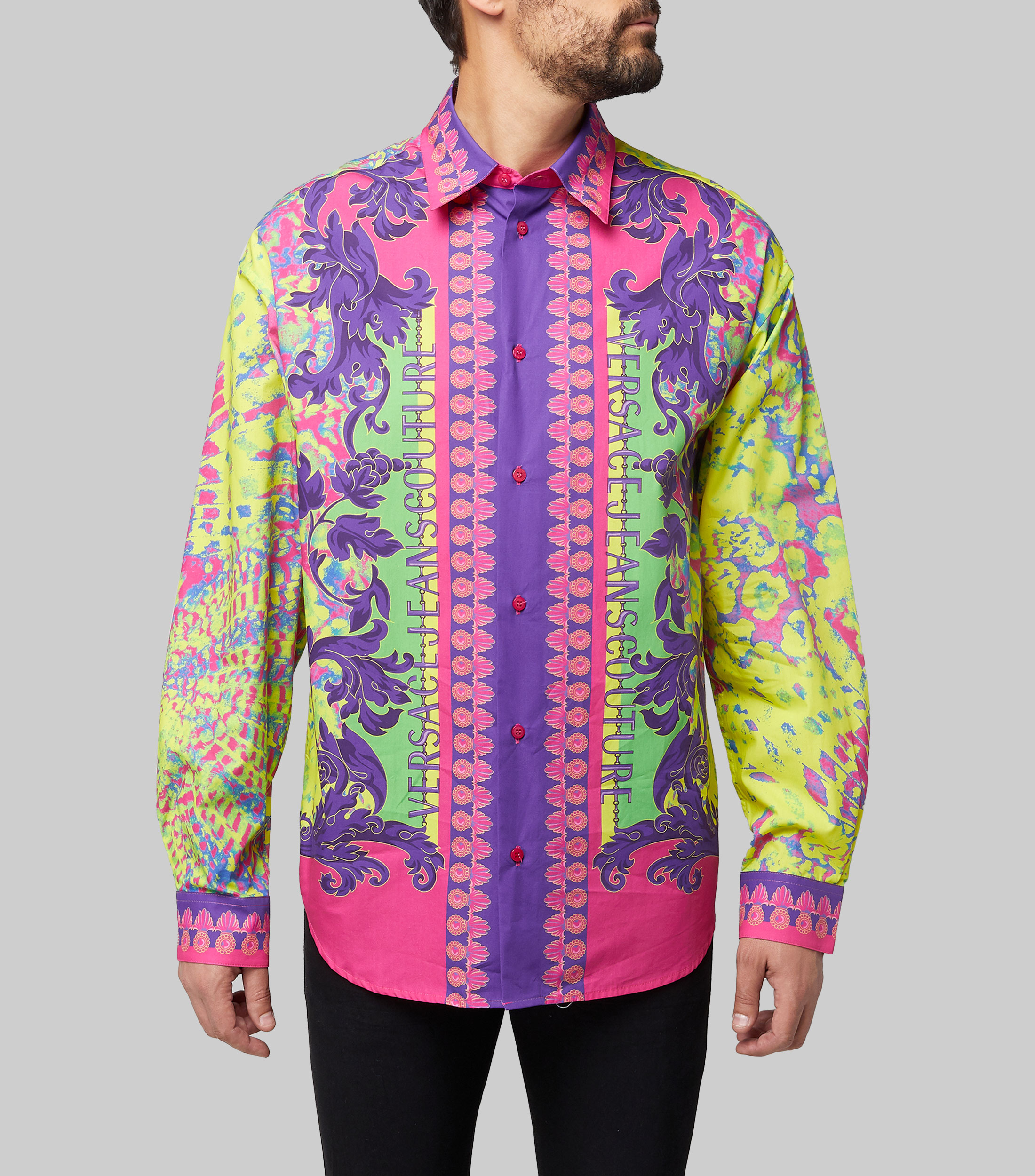 Versace Jeans Couture: Camisa monogram de manga larga Hombre | El ...