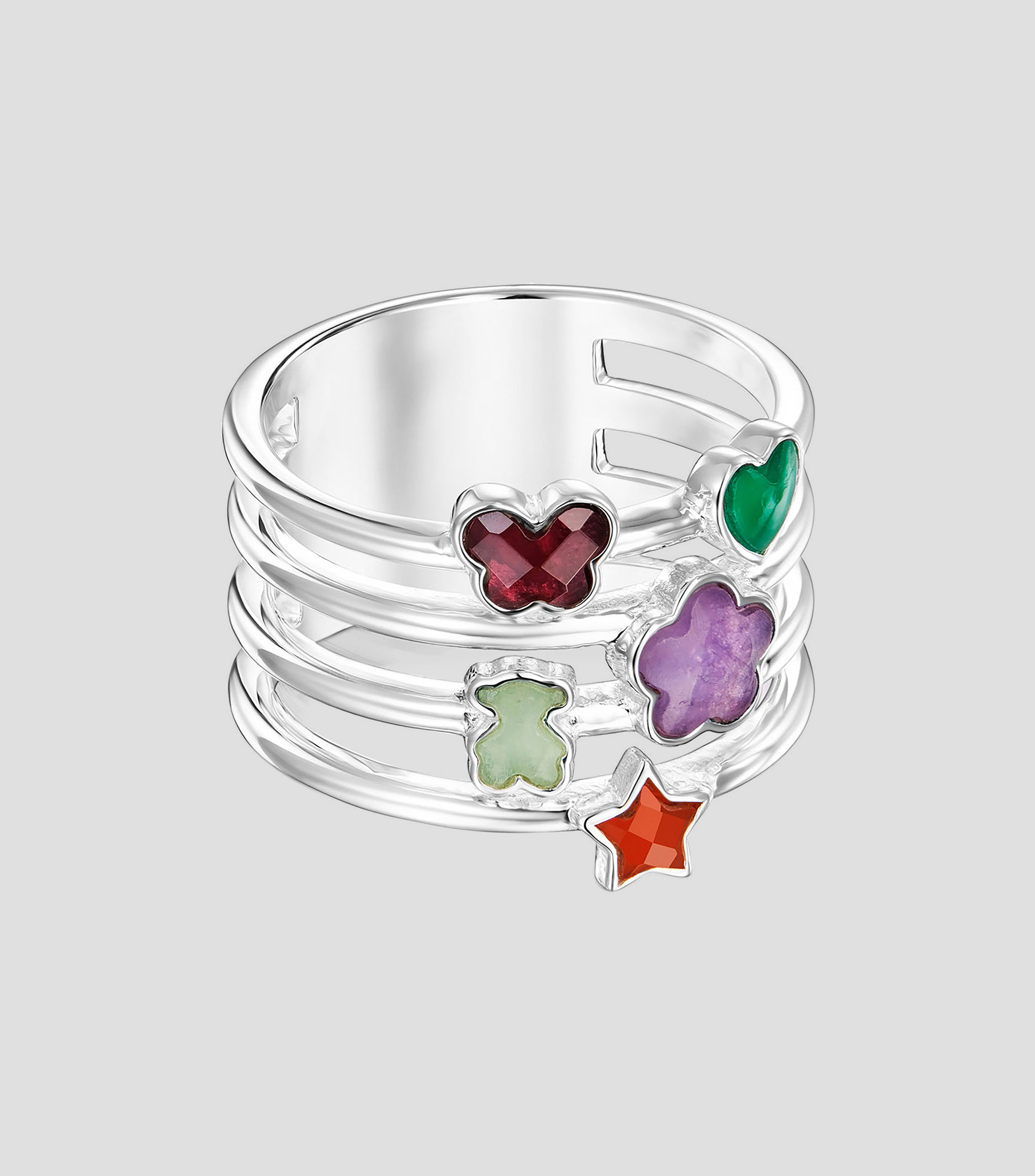 Tous Anillo en plata de primera ley .925 Bold Motif con incrustaciones ...