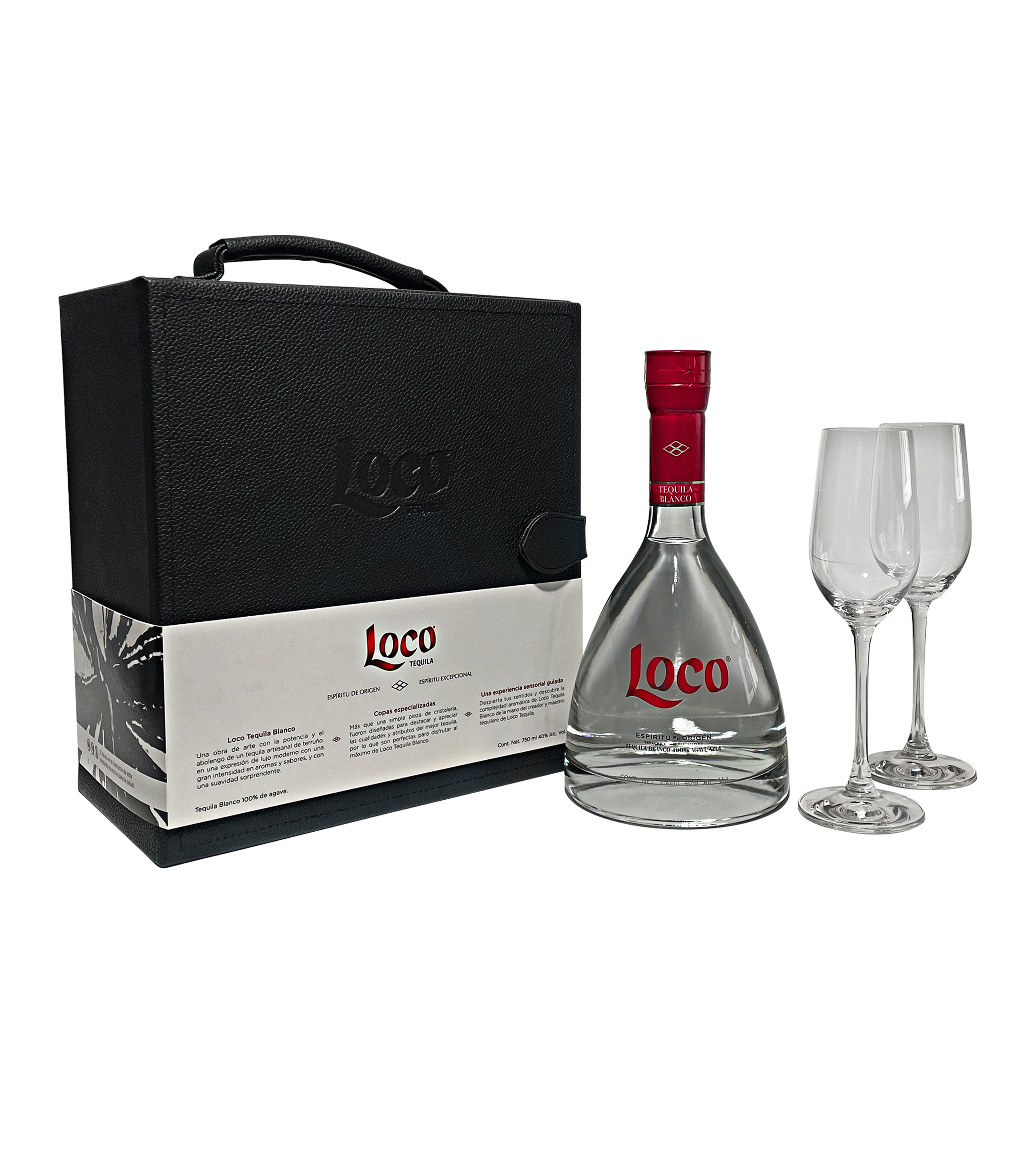 Loco: Tequila blanco Loco, 750 ml + 2 copas Riedel | El Palacio de Hierro