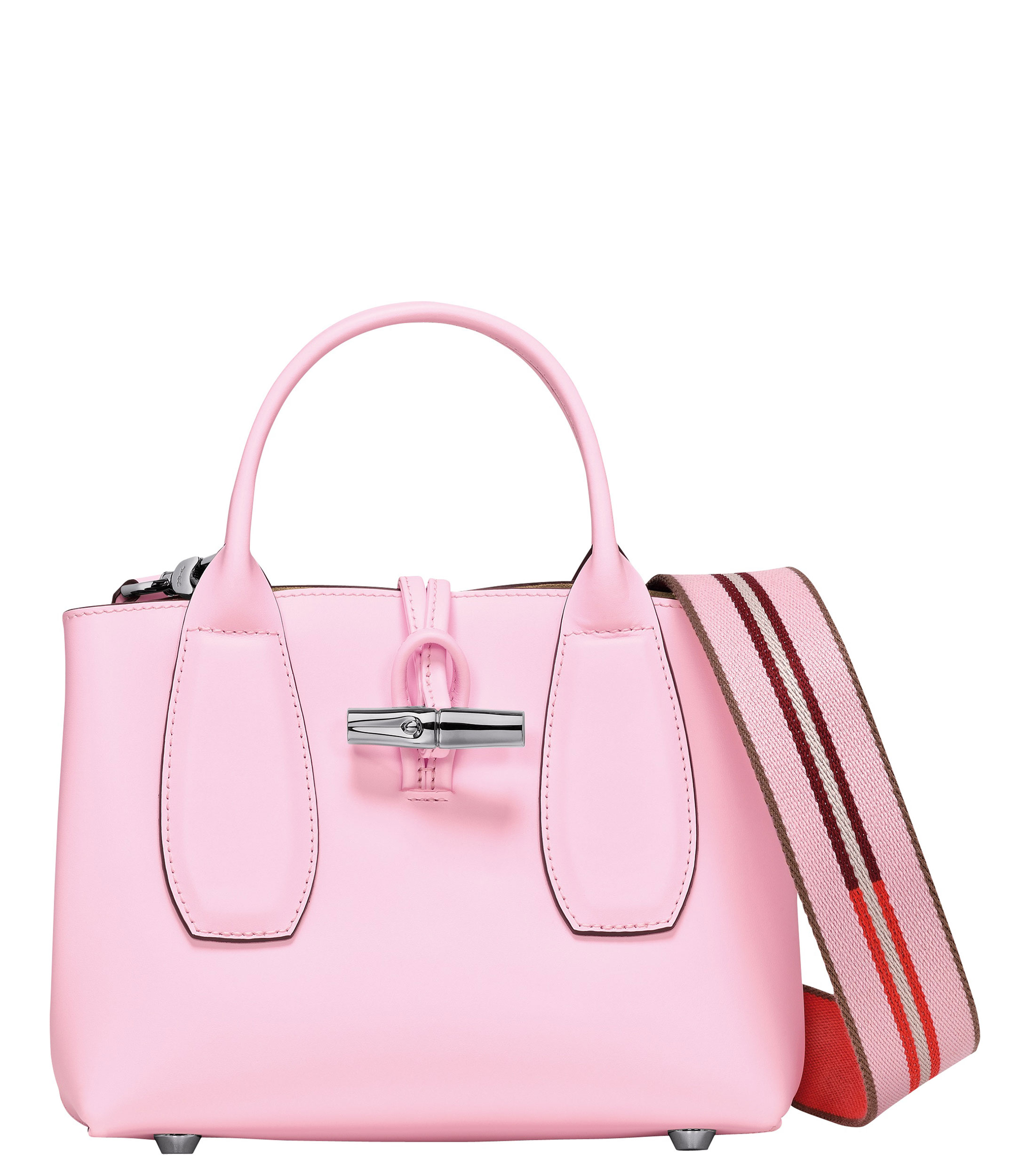 Longchamp: Bolso satchel rosa en piel Roseau Box Mujer | El Palacio de ...