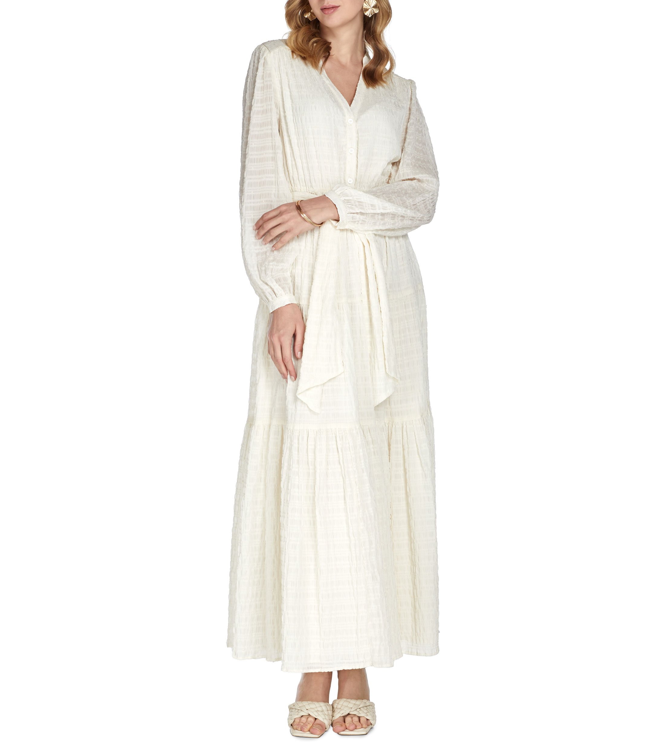 Chester & Peck: Vestido maxi estructurado de manga larga Mujer | El ...