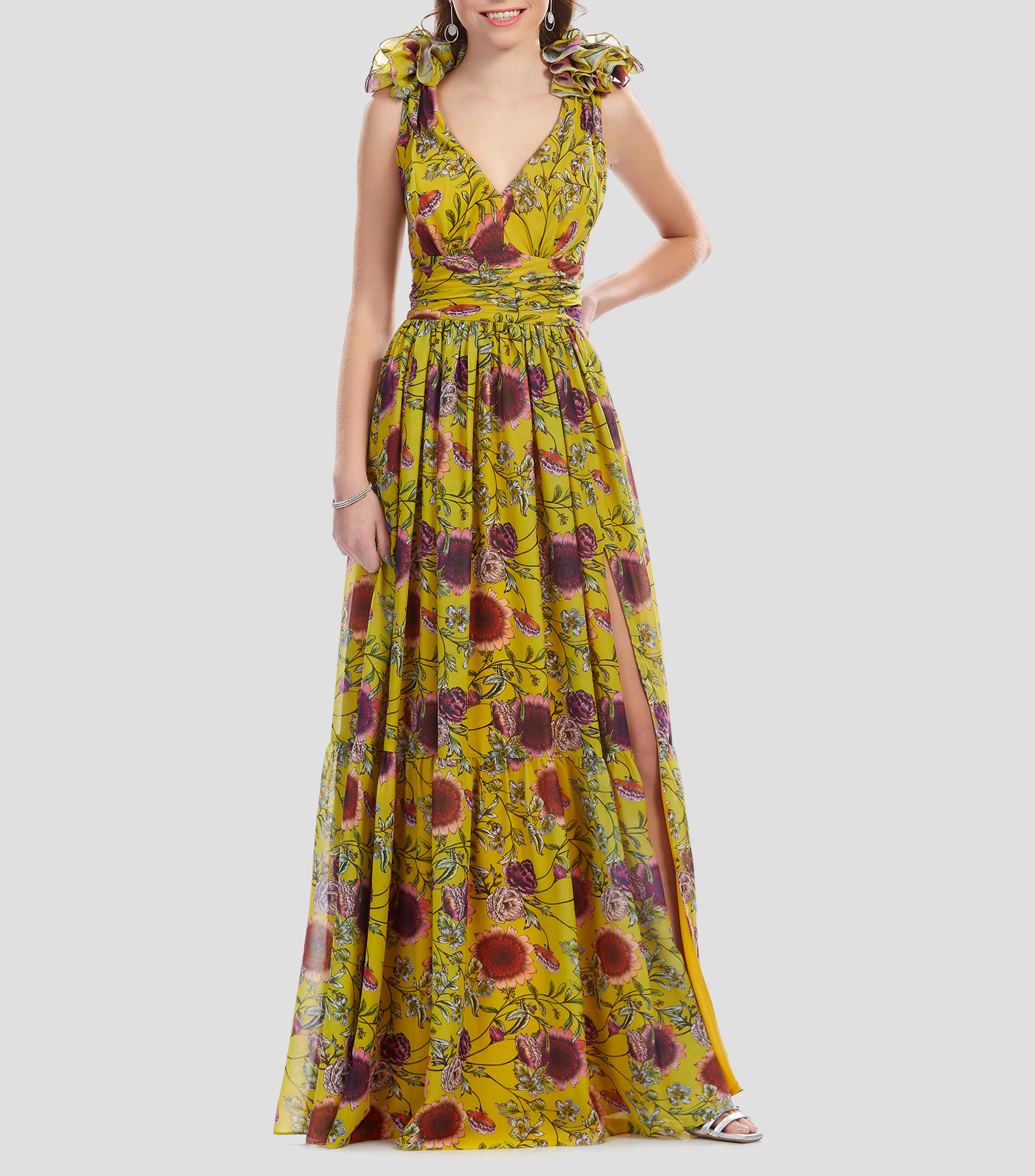 Eva Brazzi Vestido de fiesta largo con flores Mujer |El Palacio de Hierro