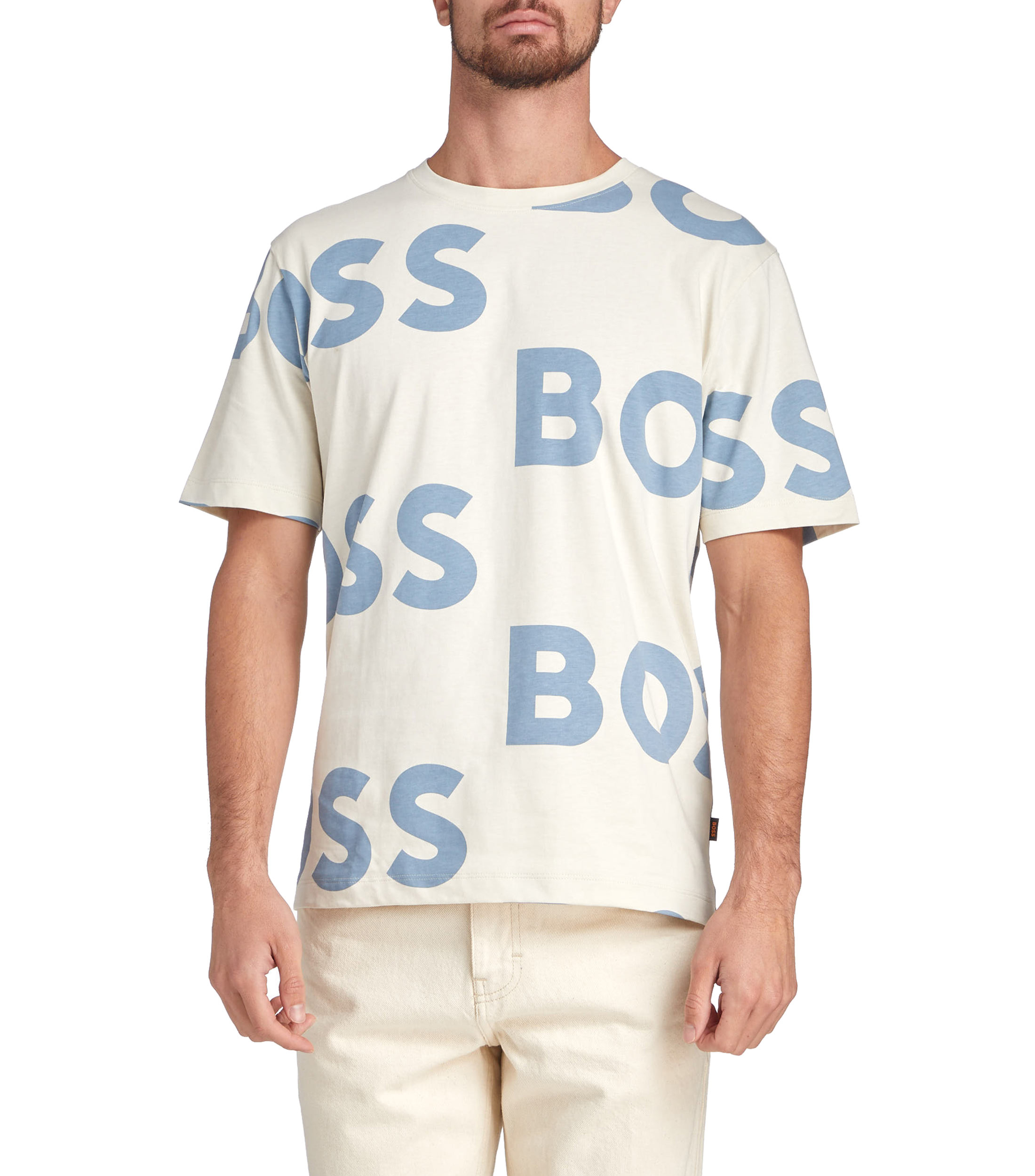 Boss: Playera de algodón con logos a contraste Hombre | El Palacio de ...