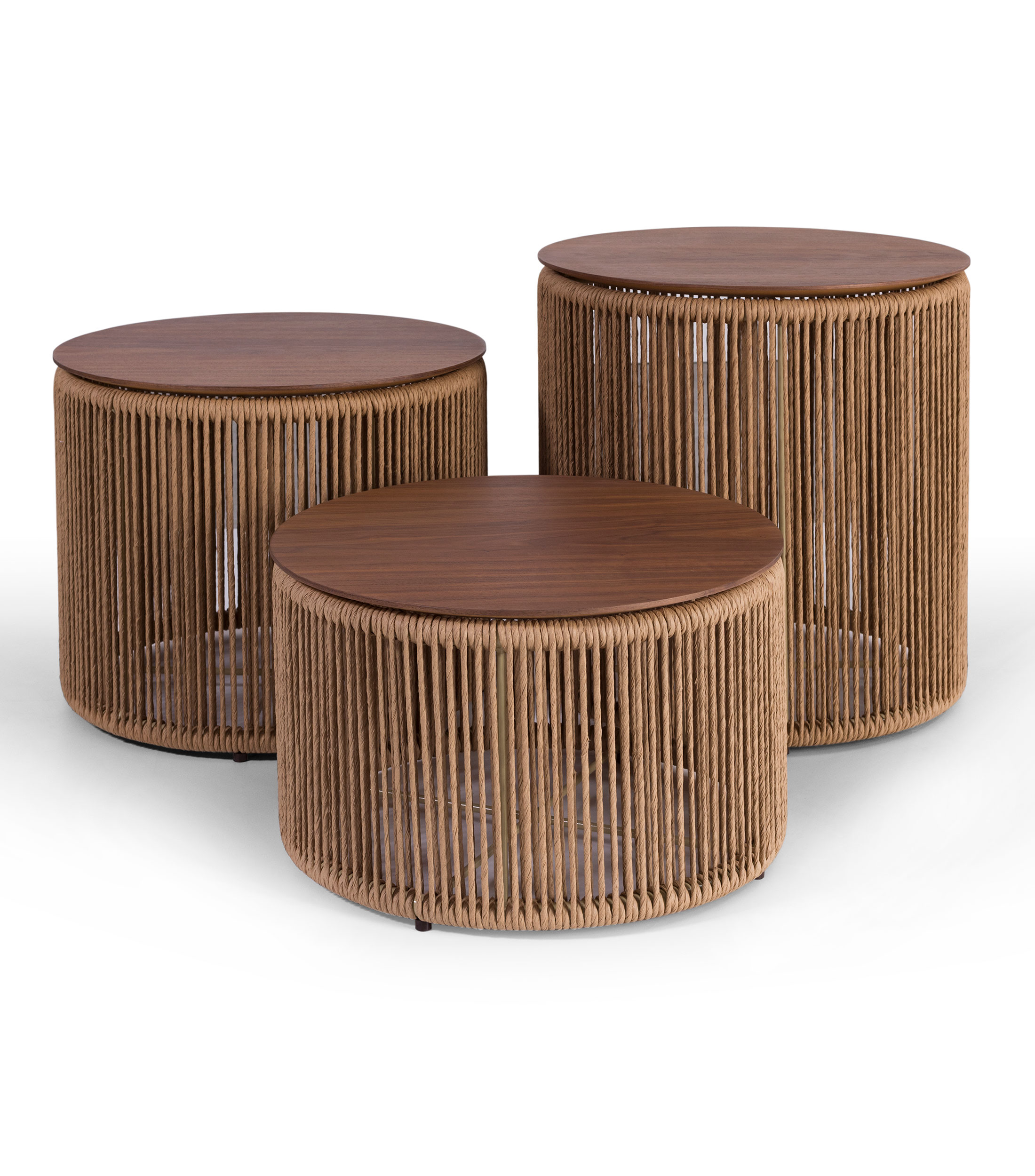 Móveis James: Set de 3 mesas laterales Cordone en MDF Nogal | El ...